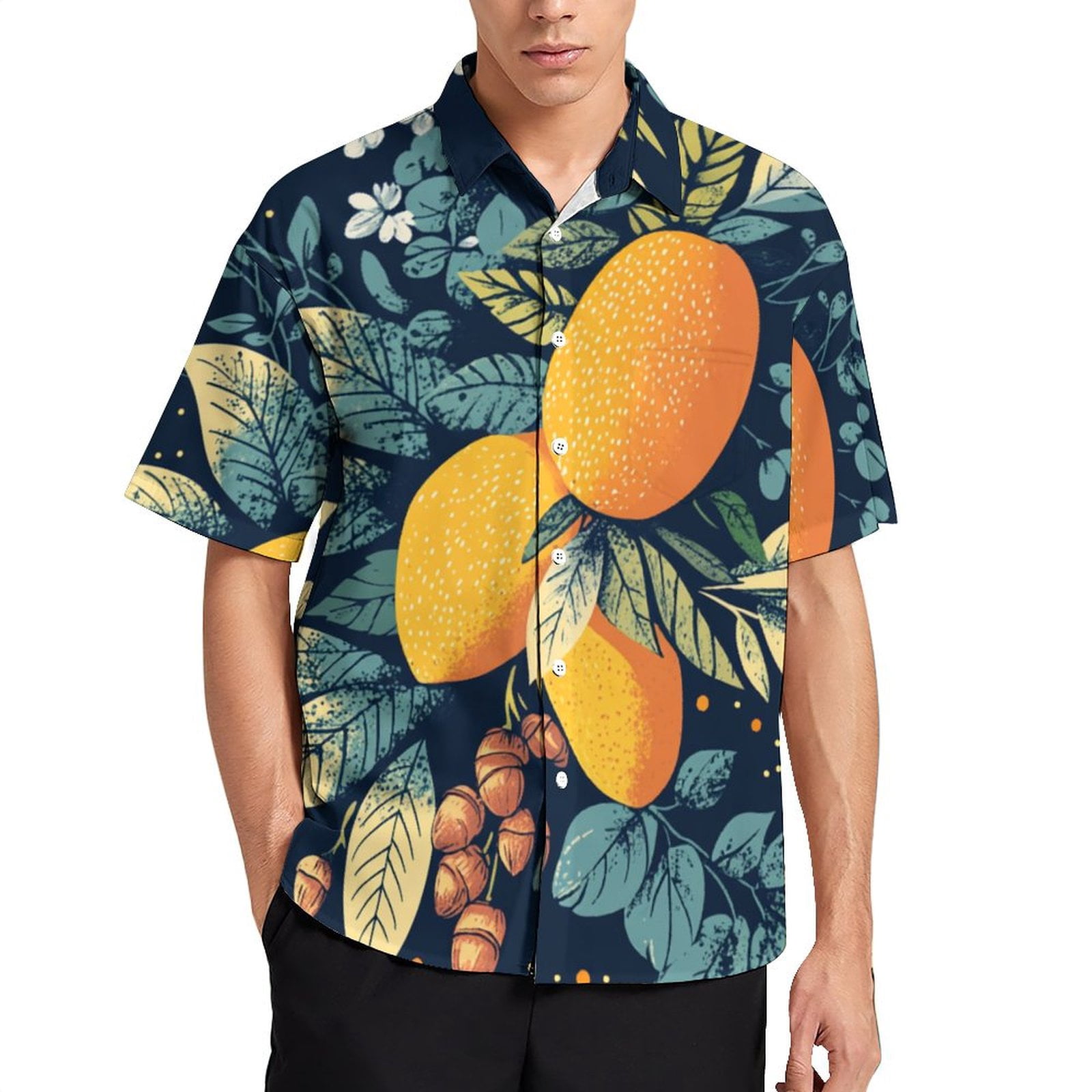 Tropical Fruits with Exotic Flavors Men's Shirt Short Sleeves Printed ...