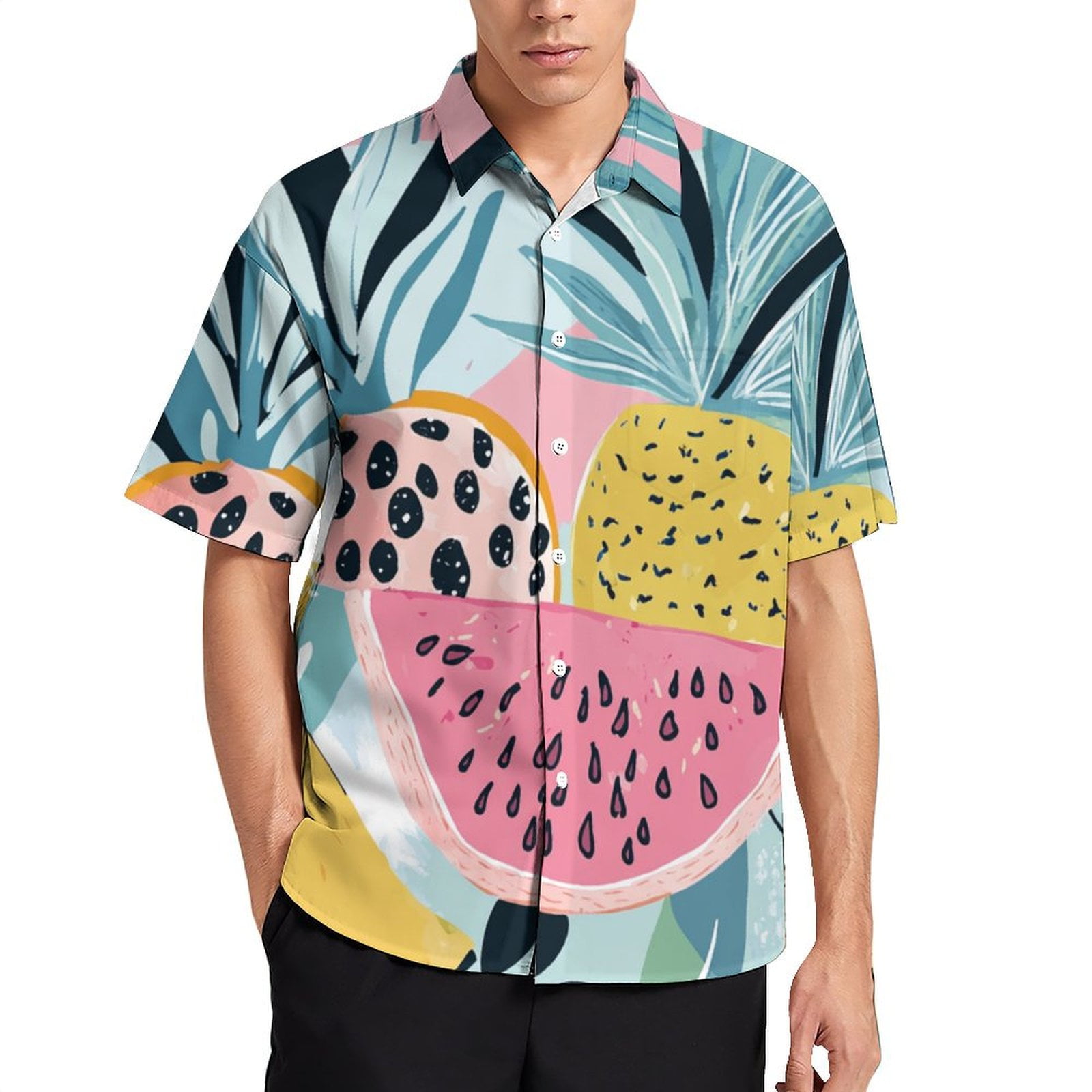 Tropical Fruits with Exotic Flavors Men's Shirt Short Sleeves Printed ...