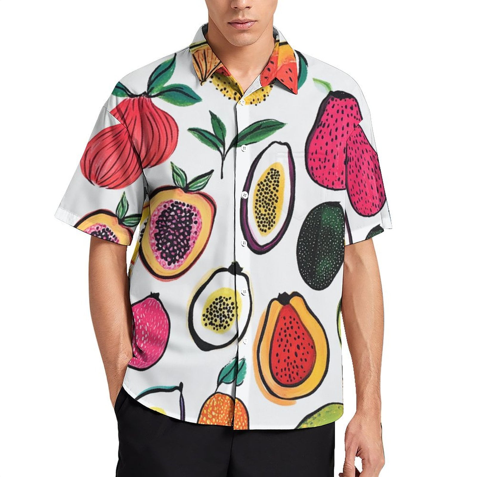 Tropical Fruits with Exotic Flavors Men's Shirt Short Sleeves Printed ...
