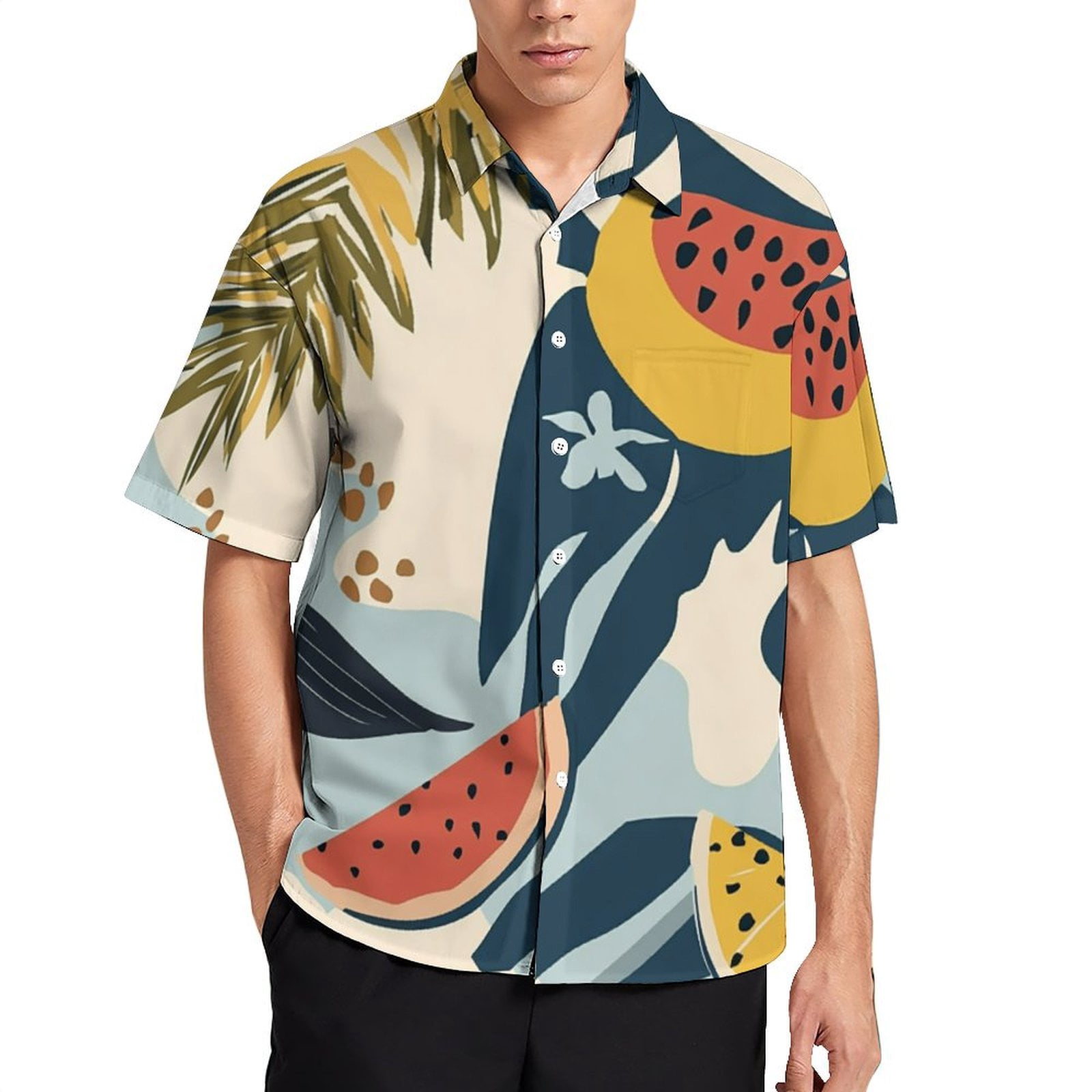 Tropical Fruits with Exotic Flavors Men's Shirt Short Sleeves Printed ...