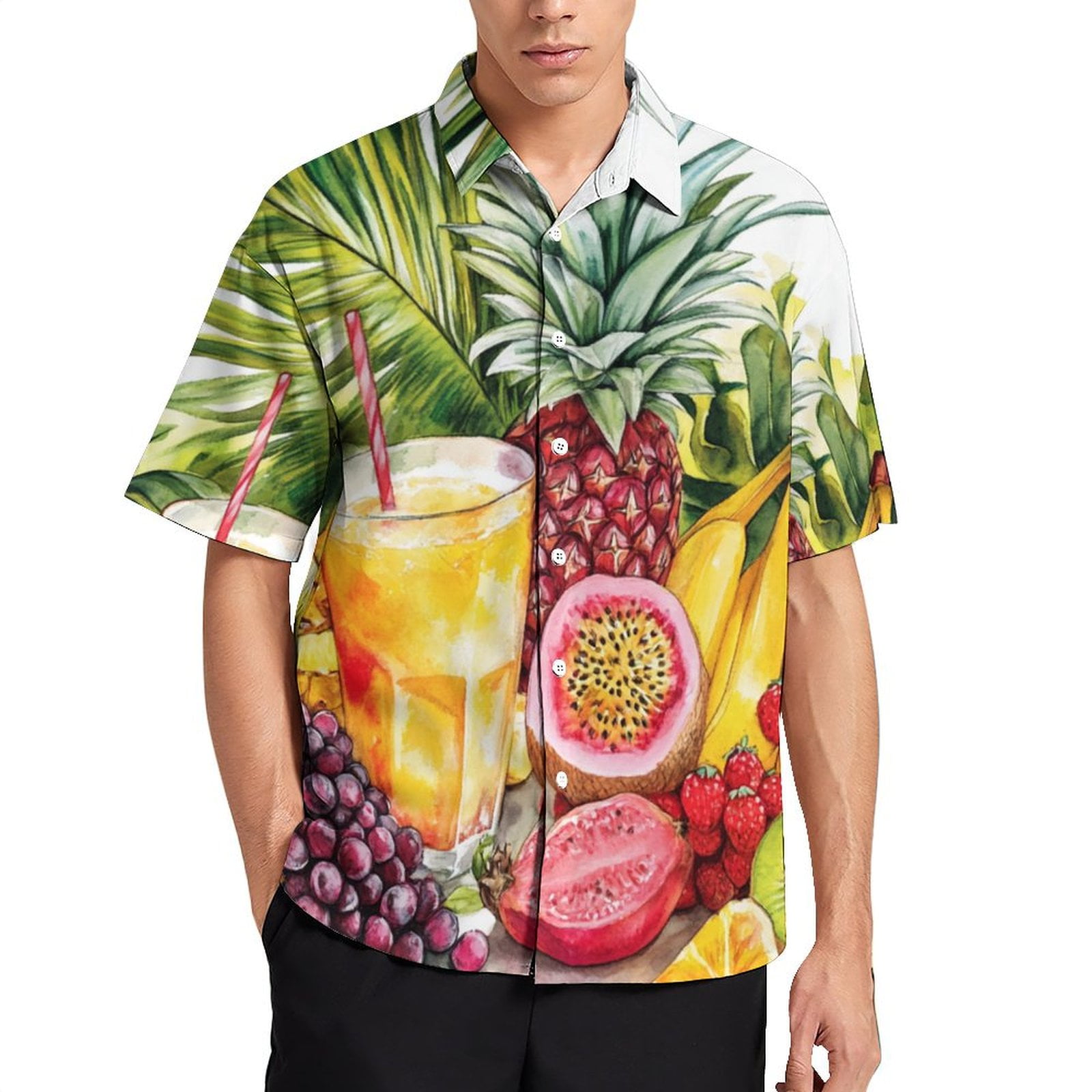 Tropical Fruits with Exotic Flavors Men's Shirts Short Sleeve Casual Shirts Button Down Shirt ...