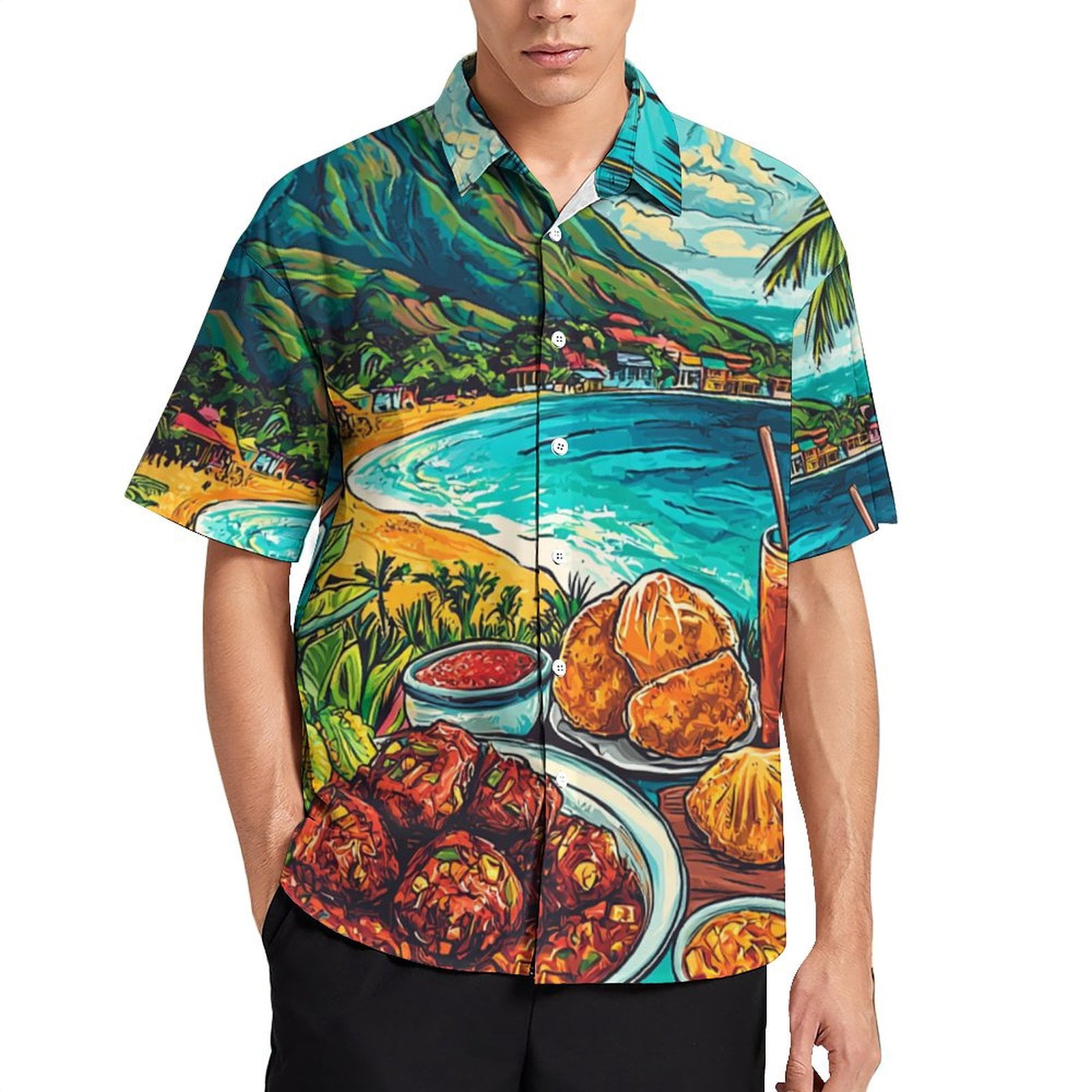 Tropical Fruits with Exotic Flavors Men's Shirts Short Sleeve Casual ...