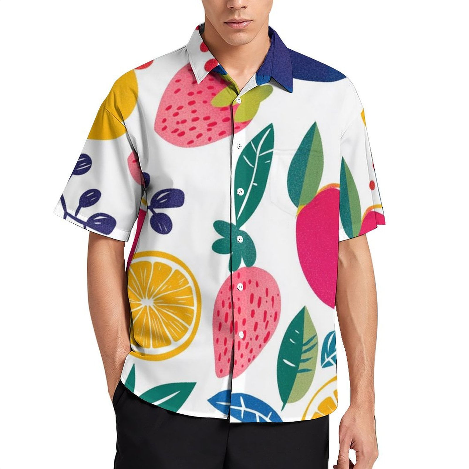 Tropical Fruits with Exotic Flavors Men's Shirts Short Sleeve Casual ...