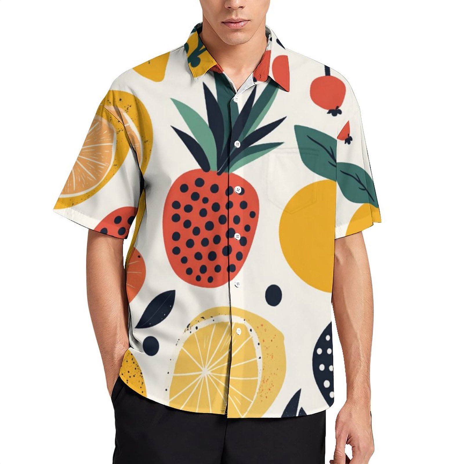 Tropical Fruits with Exotic Flavors Men's Shirts Short Sleeve Casual ...
