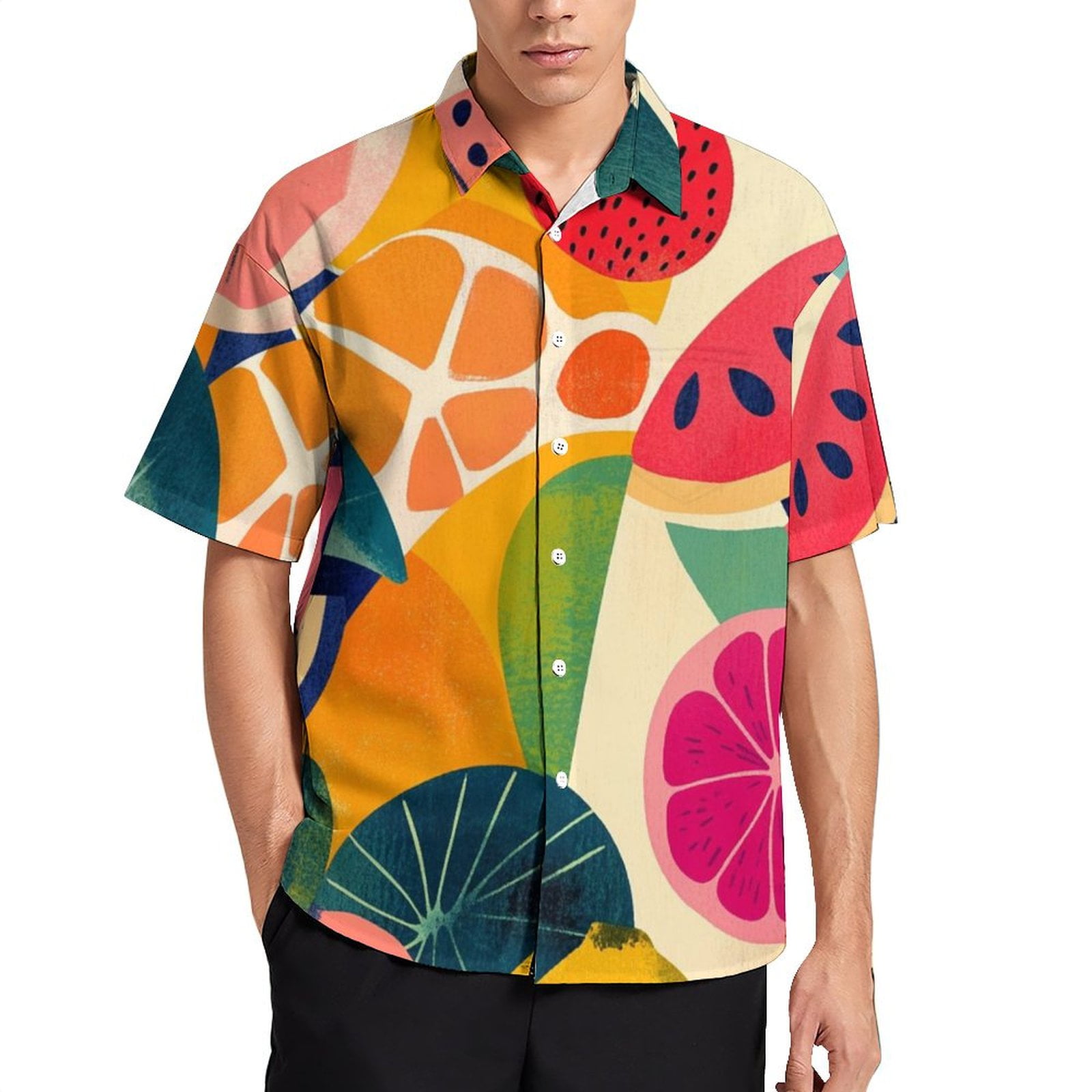 Tropical Fruits with Exotic Flavors Men's Shirts Short Sleeve Casual ...
