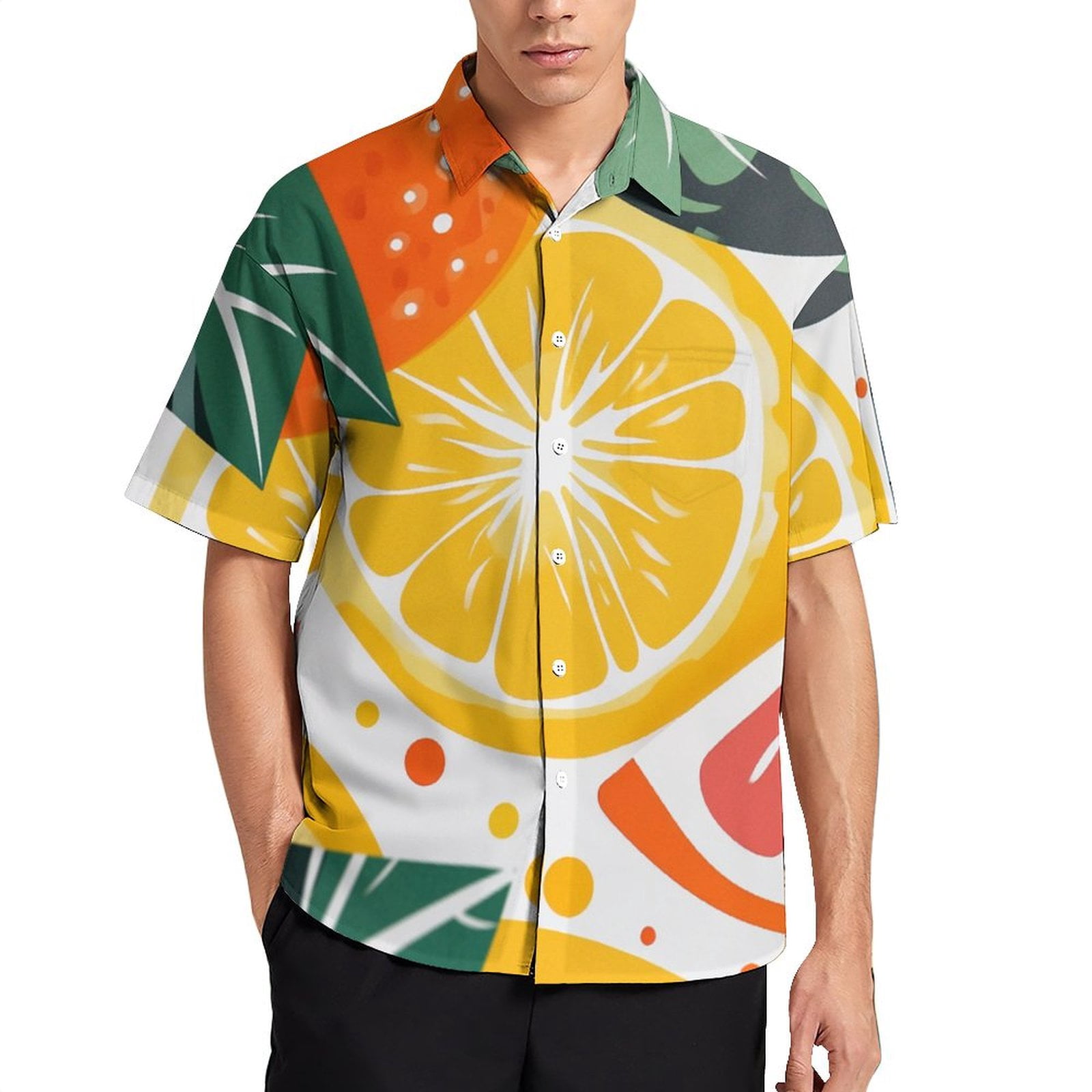 Tropical Fruits with Exotic Flavors Men's Shirts Short Sleeve Casual ...
