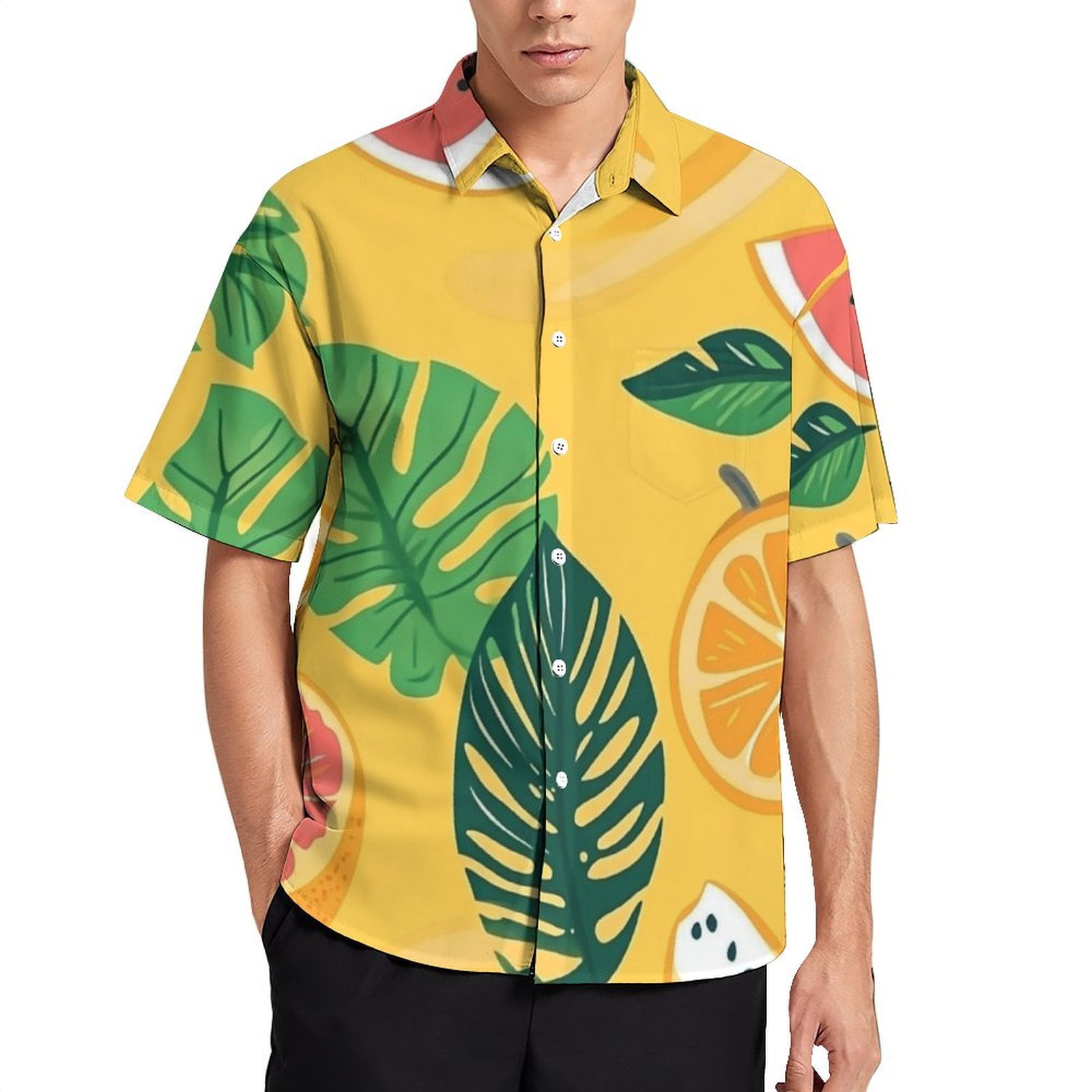 Tropical Fruits with Exotic Flavors Men's Shirts Short Sleeve Casual ...