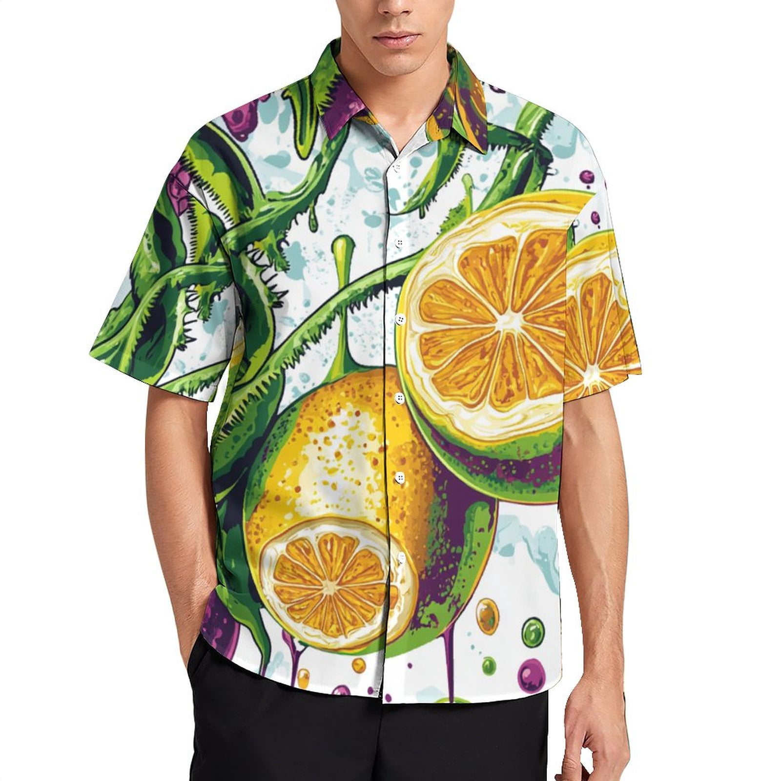 Tropical Fruits with Exotic Flavors Men's Shirts Short Sleeve Casual ...