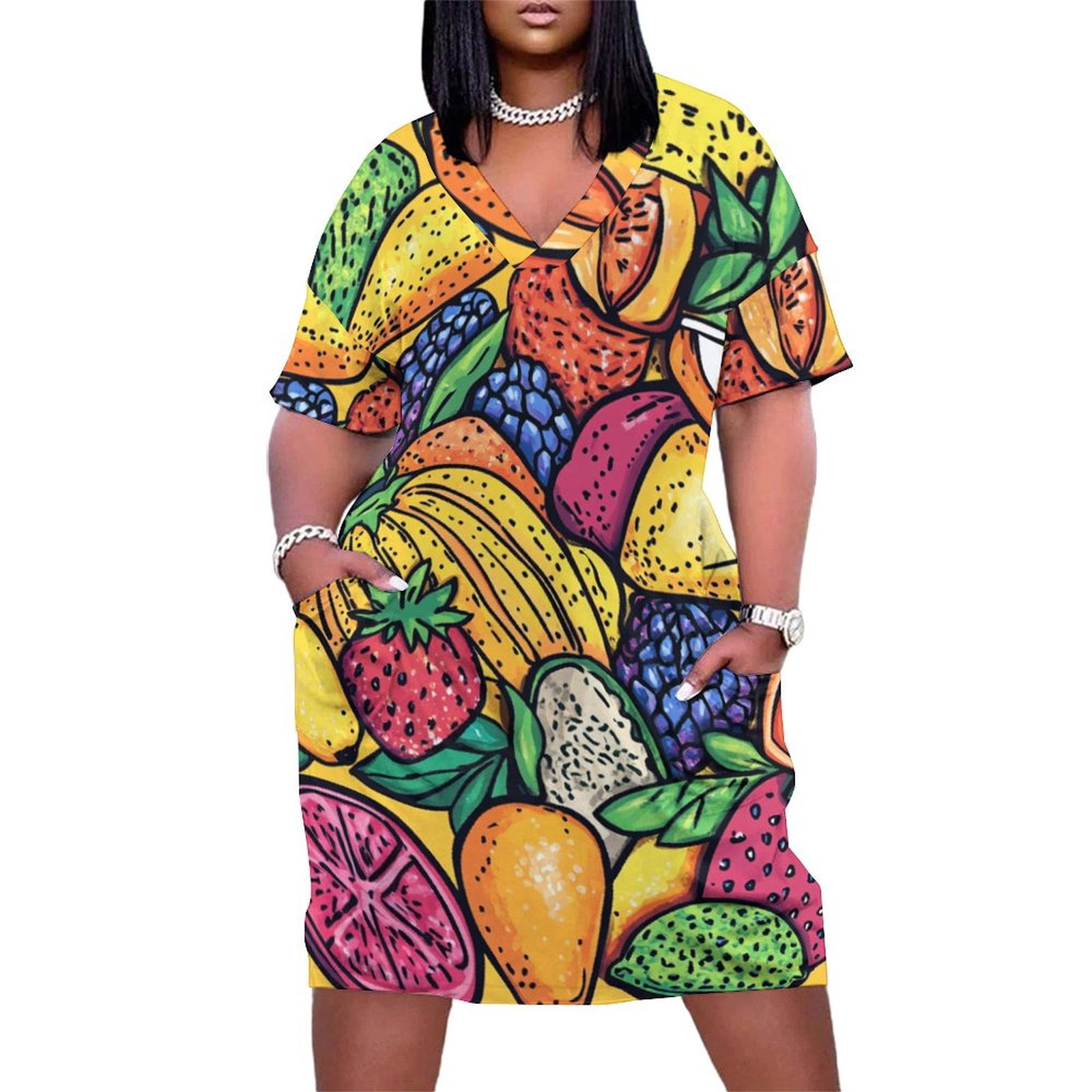 Tropical Fruits with Exotic Flavors Summer Sundress for Curve Women ...