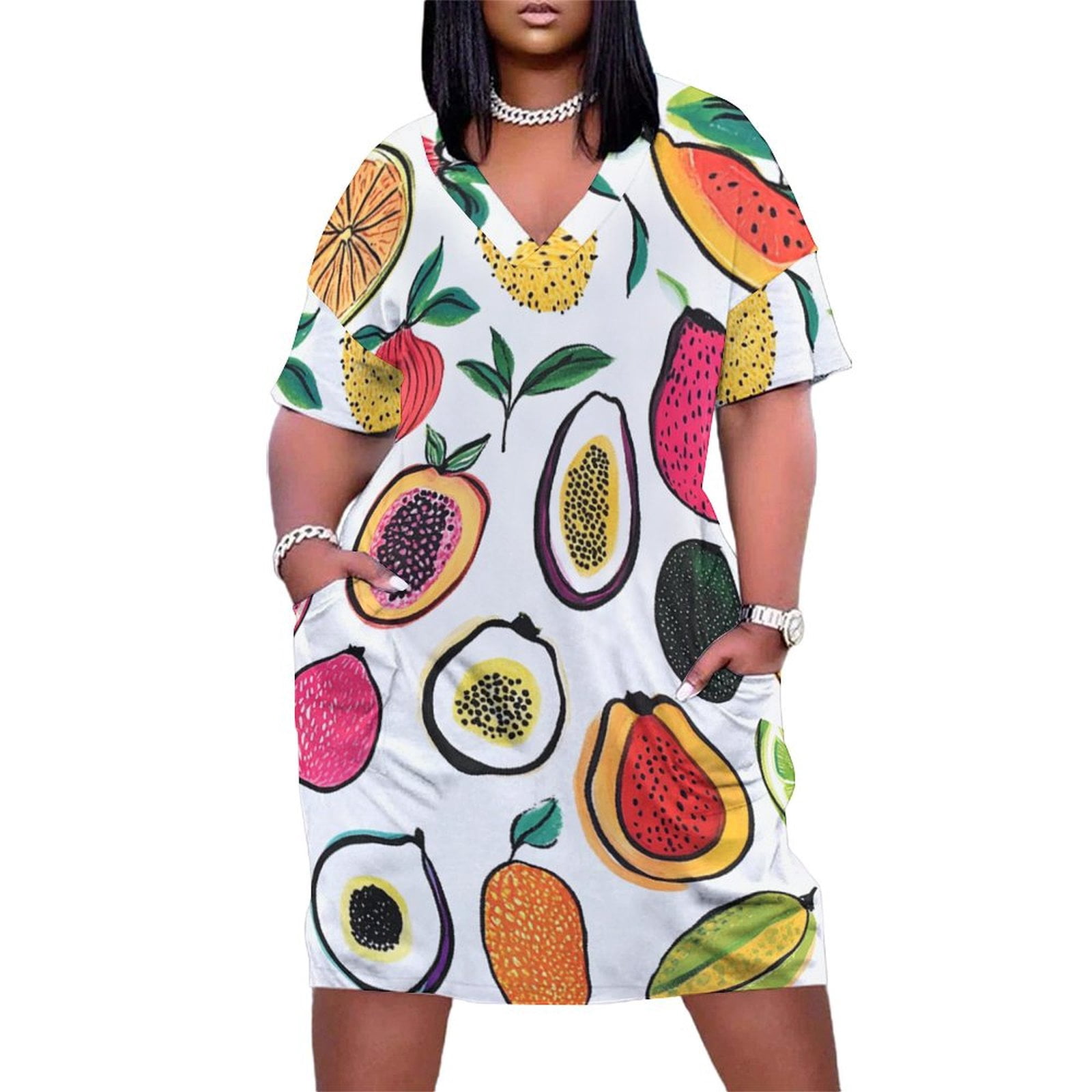 Tropical Fruits with Exotic Flavors Women's Summer Short Sleeve Casual ...