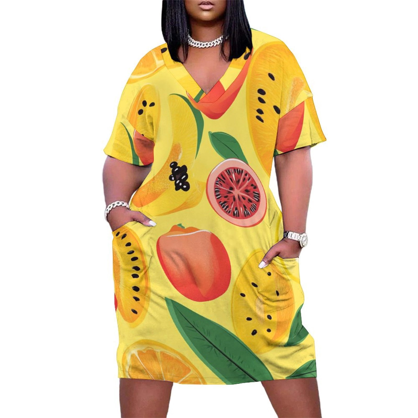 Tropical Fruits with Exotic Flavors Women's Summer Short Sleeve Casual ...