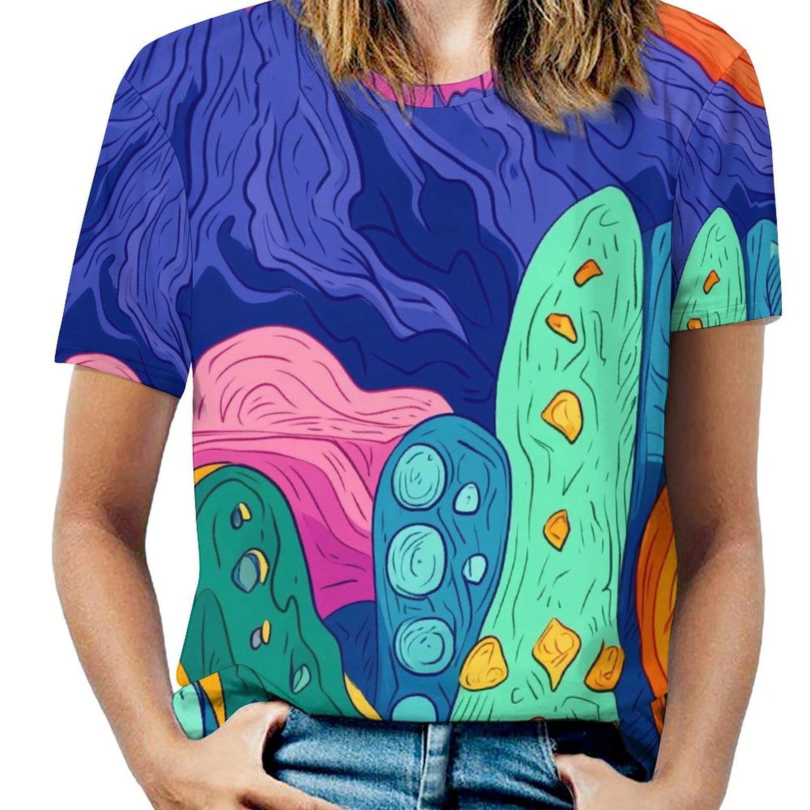 Tropical Fruits with Exotic Flavors Womens Casual Crew Neck Short ...