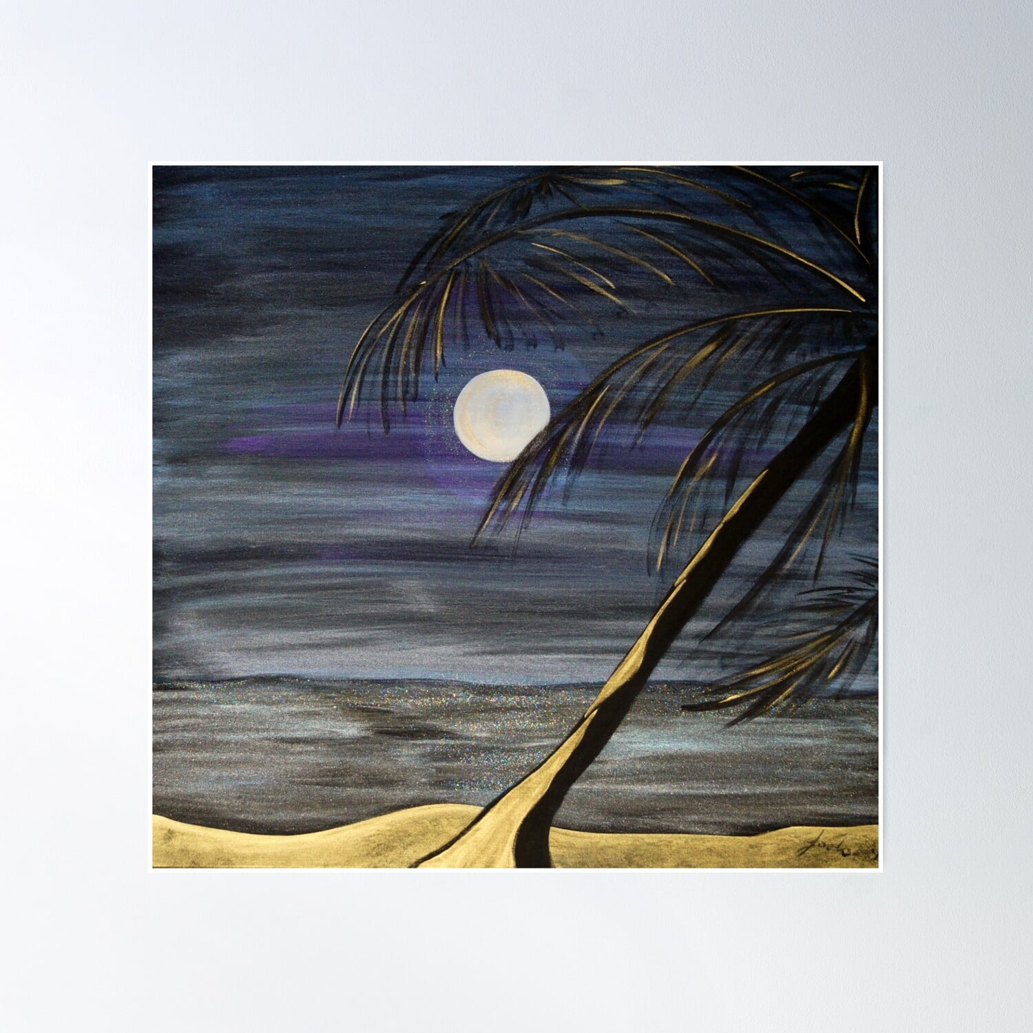 Tropical Full Moon Poster Wall Art, Modern Wall Decor, 24x36 UNFRAMED ...