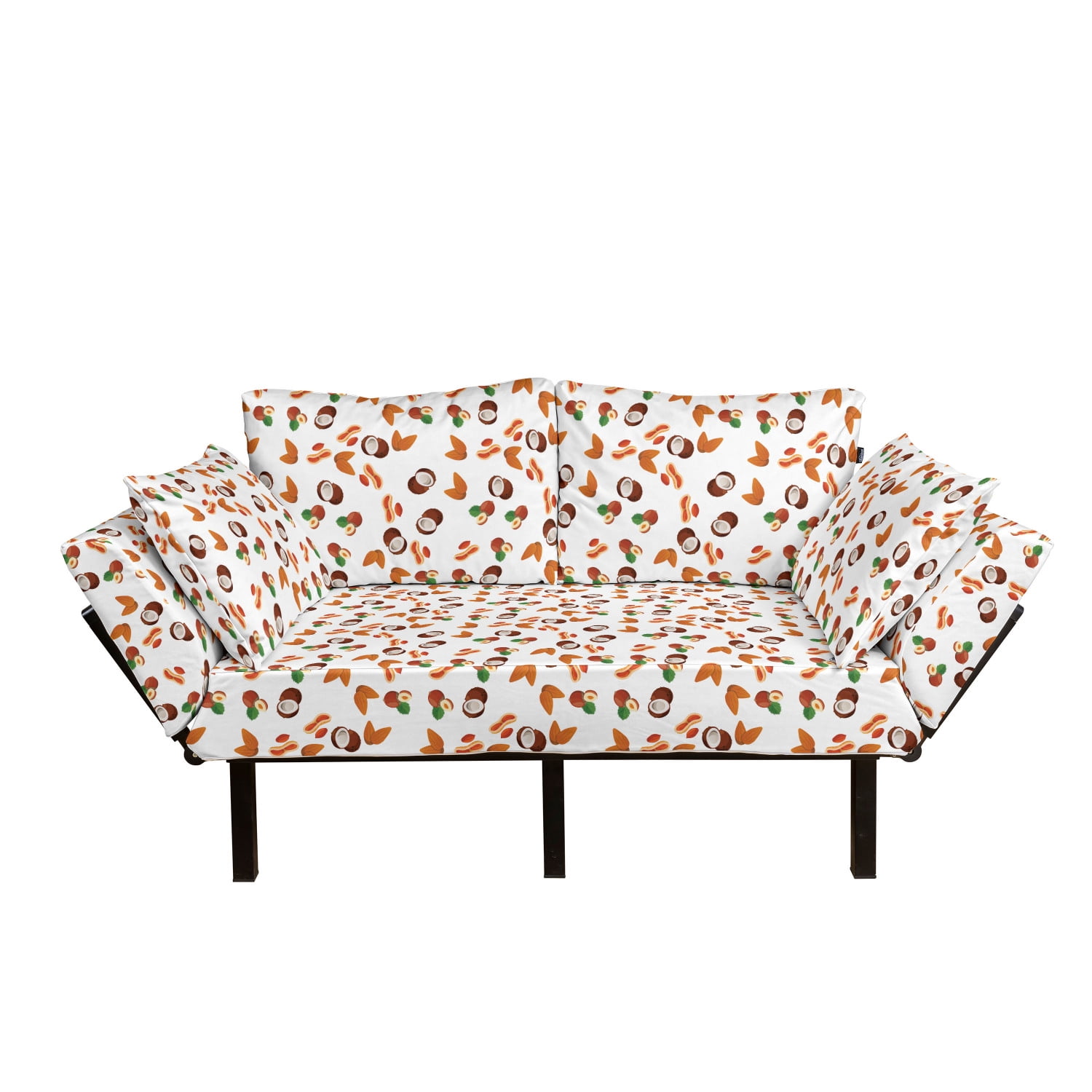 Tropical Futon Couch, Assortment of Nuts Pattern Peanut Coconut Almondd ...