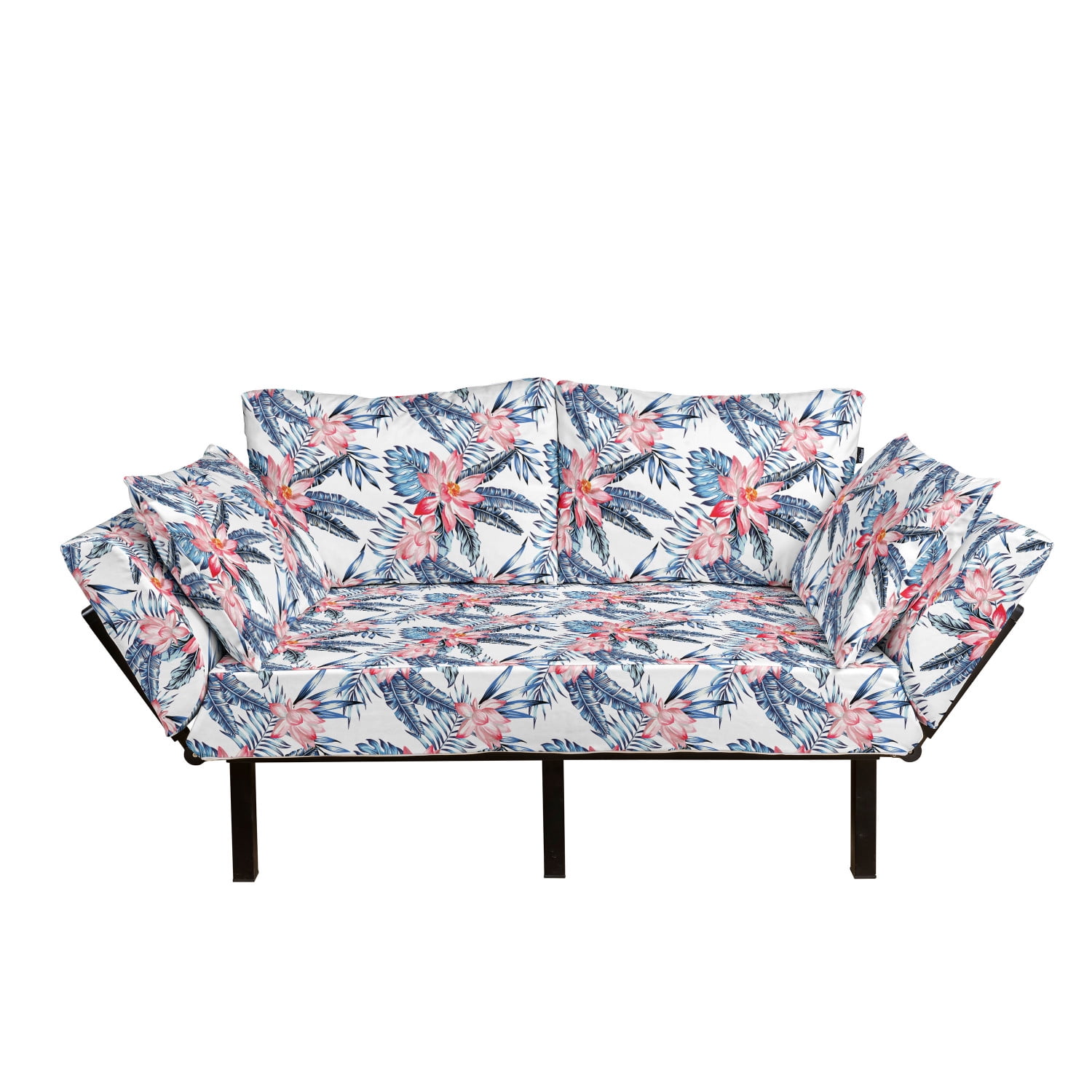 Tropical Futon Couch, Leaves of Banana Palm and Lilies Hawaii Brazil ...