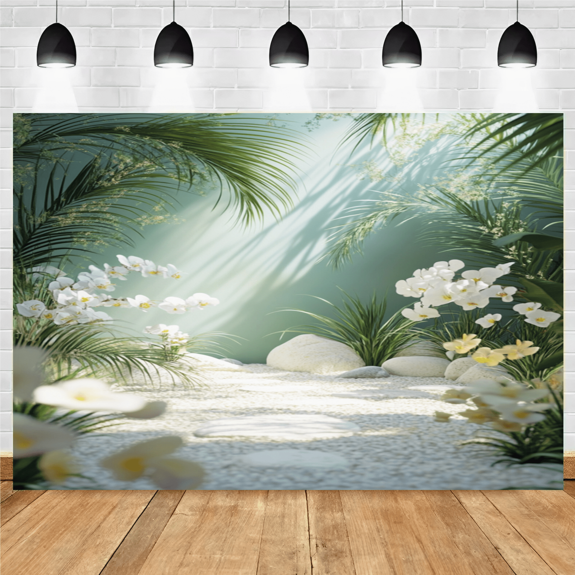 Tropical Garden with White Flowers Natural Scenic Backdrops Summer ...