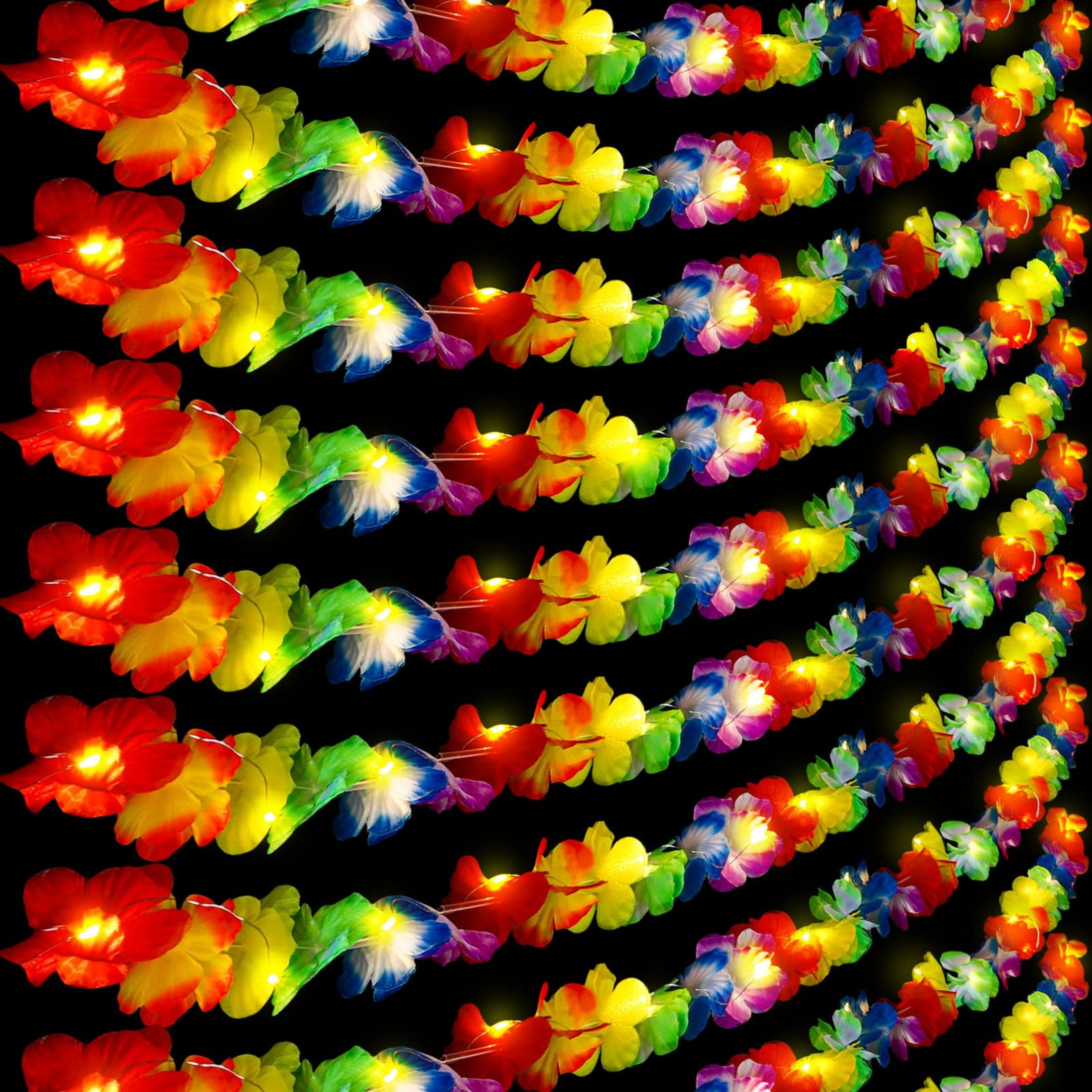 Tropical Glow Flower Garland Set - Illuminate Your Hawaiian Luau with ...