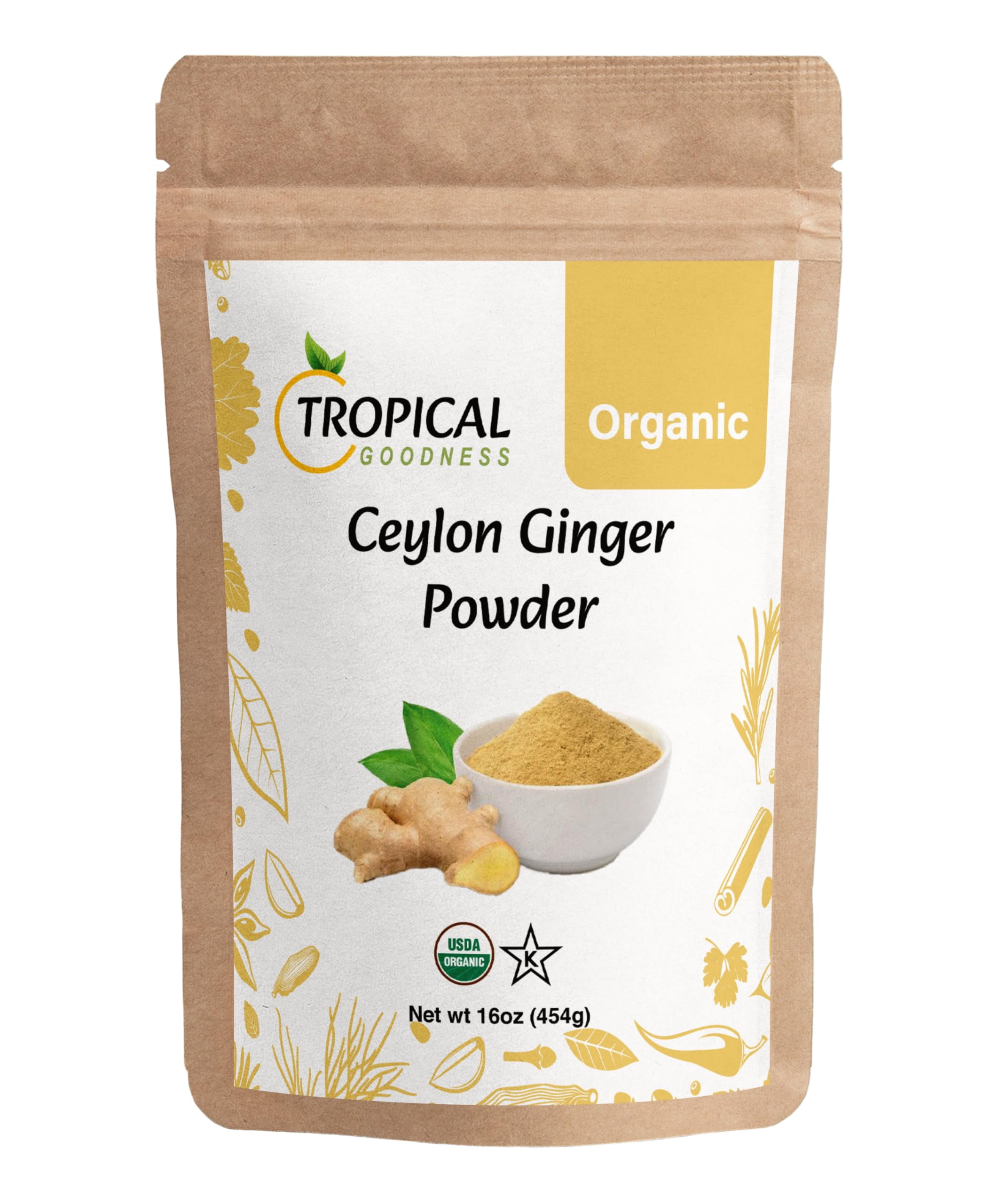 Tropical Goodness Organic Ginger MFF30 Powder - 16oz (1lb) | Raw Ground ...