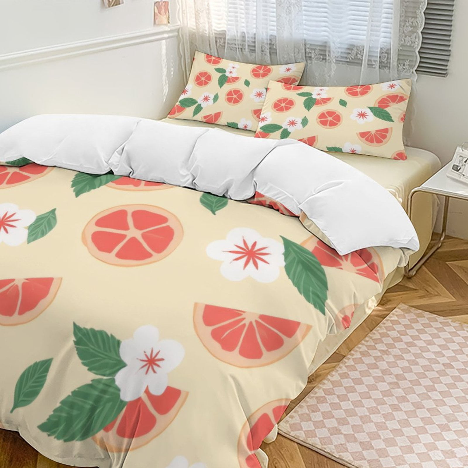 Tropical Grapefruit Floral Pattern 3D Duvet Cover Set Quilt Cover Theme ...