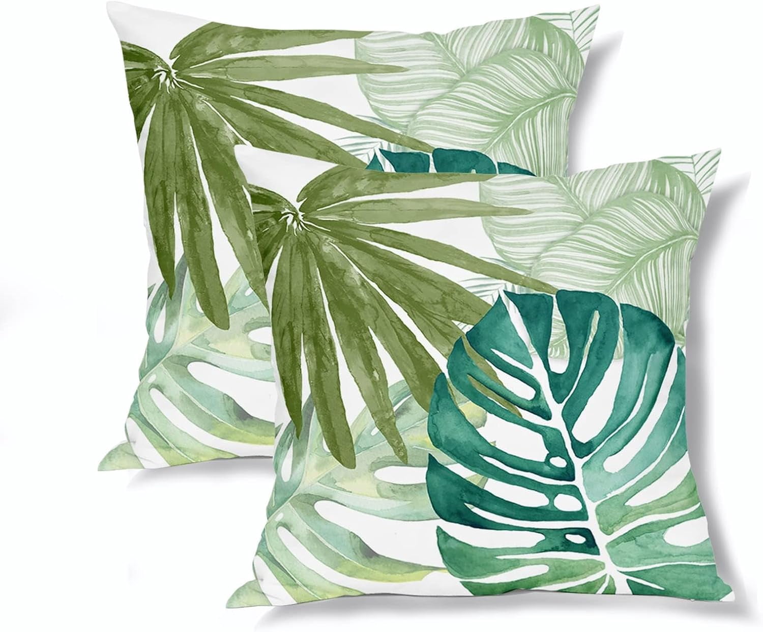 Tropical Green Leaf Pillowcovers Summer Palm Tree Leaves Throw Pillow ...