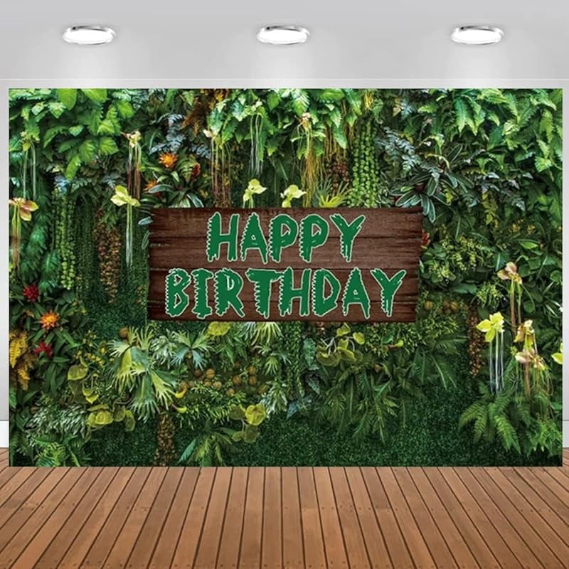 Tropical Green Leaves Happy Birthday Photography Background Aloha Luau ...