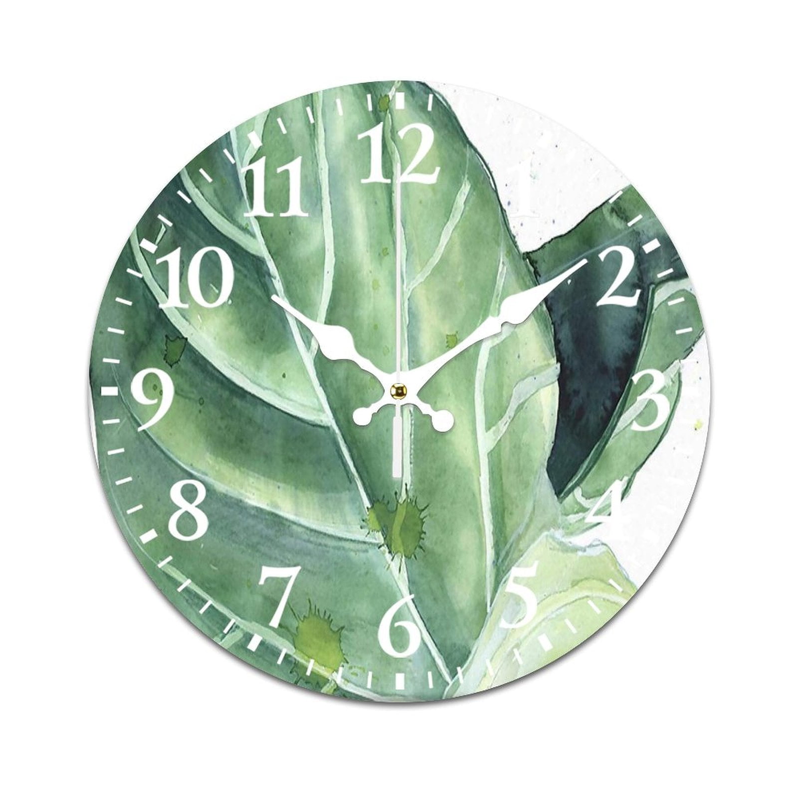 Tropical Green Leaves Plant Wall Clock Modern Design Clocks Wall ...