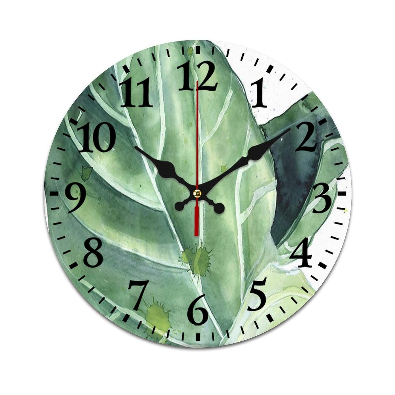 Tropical Green Leaves Plant Wall Clock Modern Design Clocks Wall ...