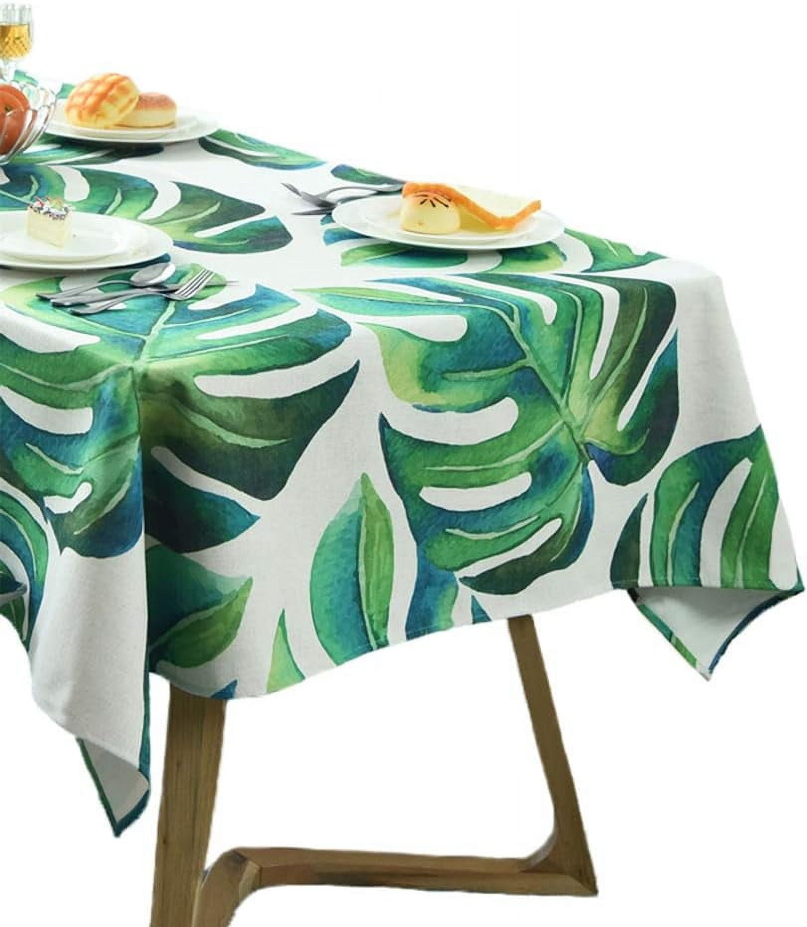 Tropical Green Palm Leaves Tablecloth, Exotic Fantasy Hawaiian Luau ...