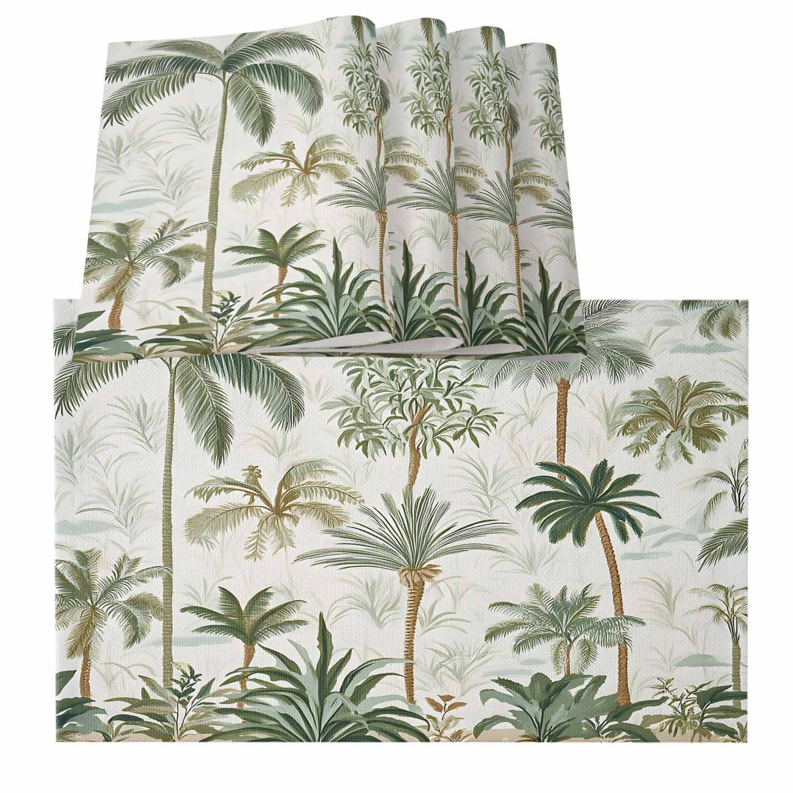 Tropical Green Palm Tree Placemats for Dinning Table Set of 6, Summer ...