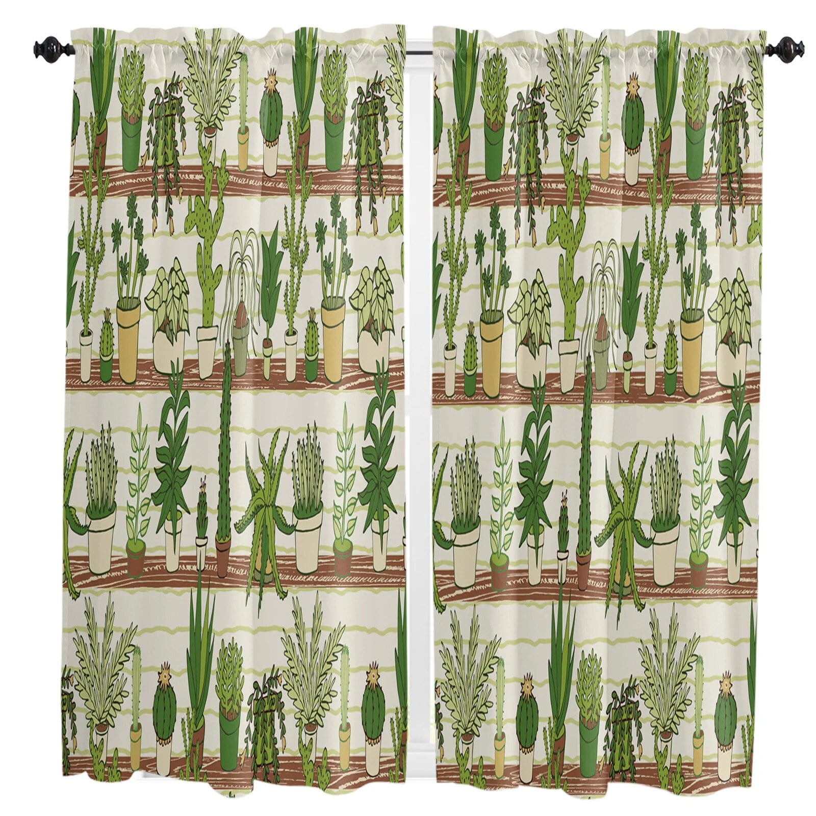 Tropical Green Plant Cactus Curtains in the Kids Bedroom Living Room Hall Window Treatments ...