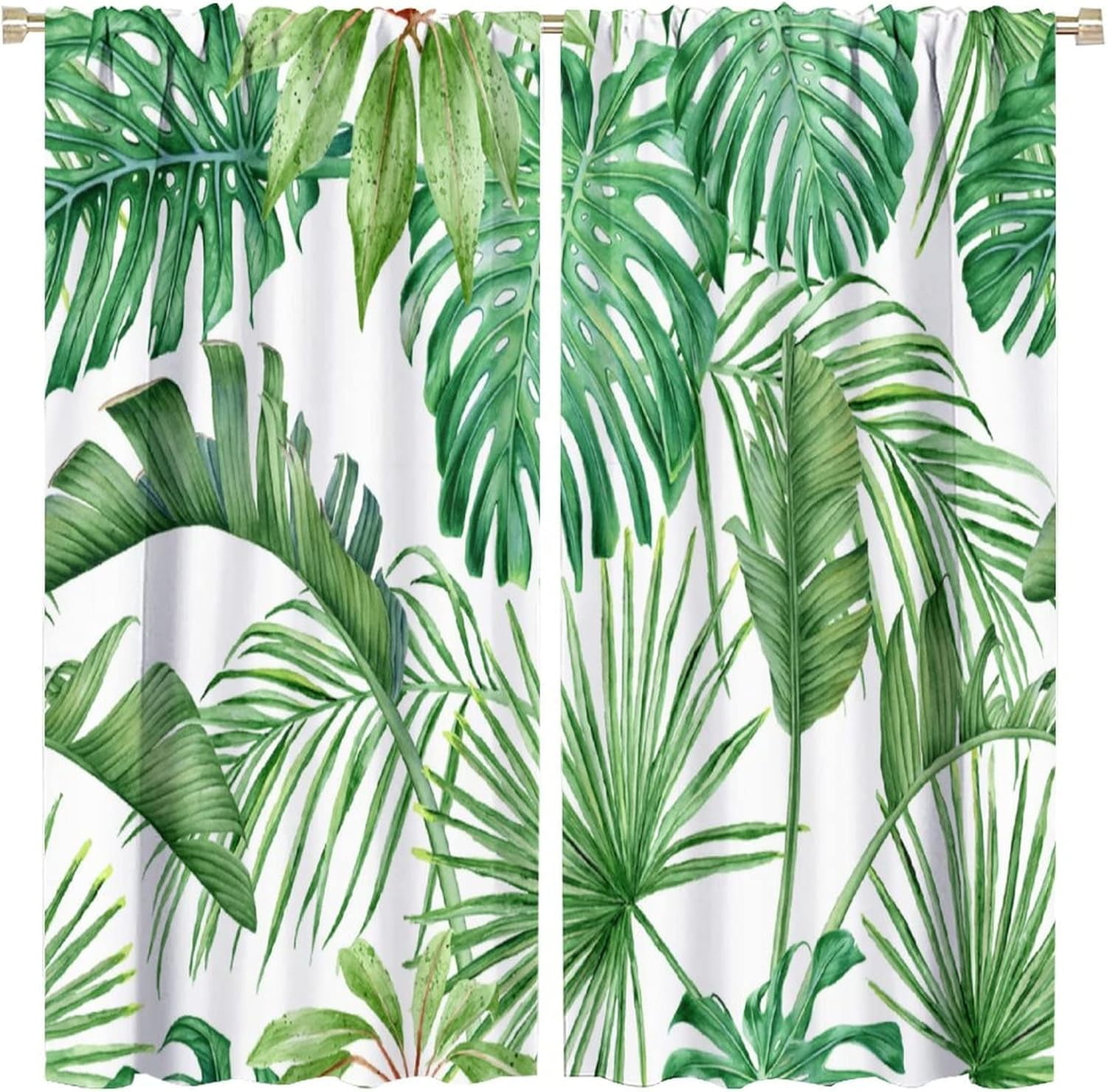 Tropical Green Plant Curtain Botanical Banana Leaf Palm Tree Blackout ...