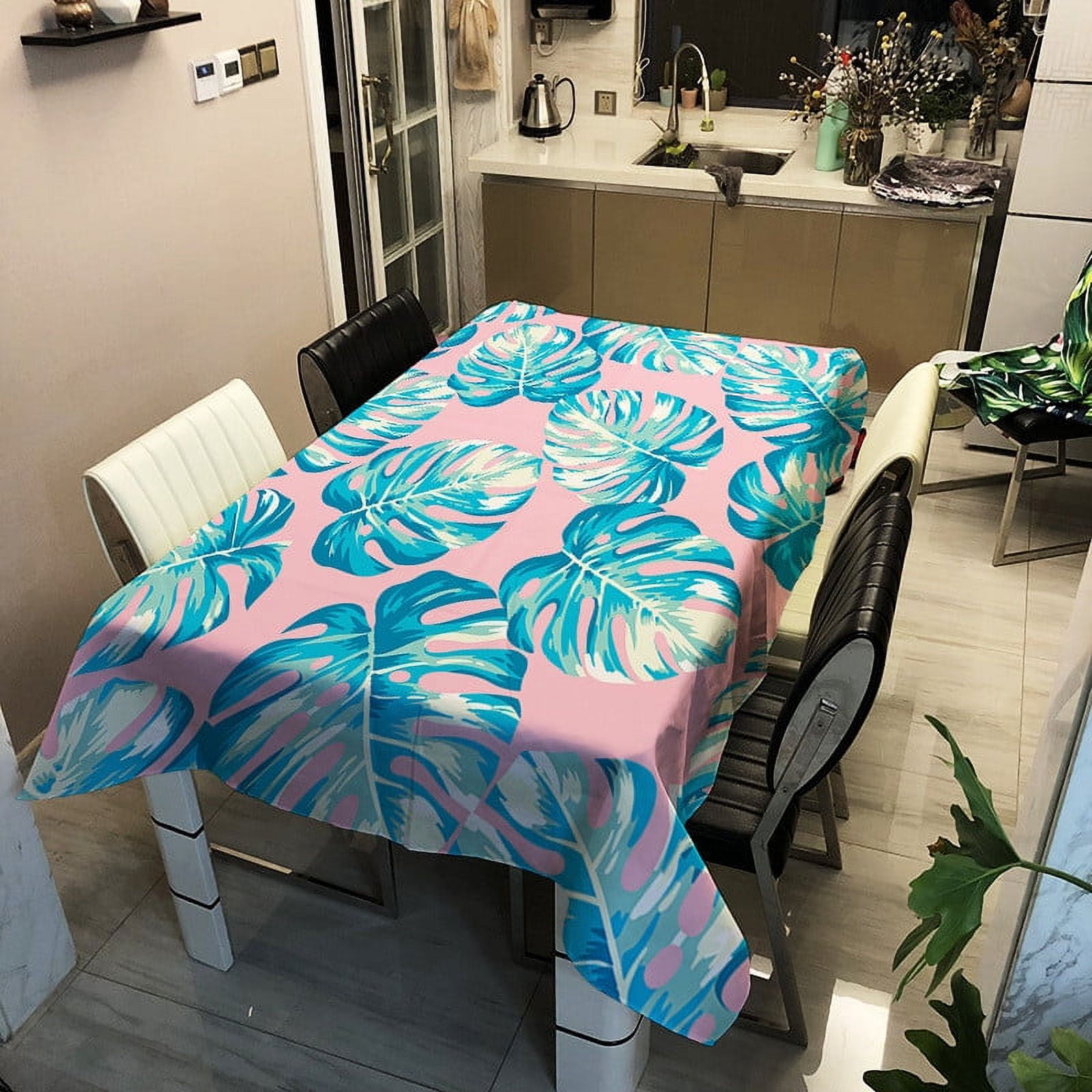 Tropical Green Plant Palm Leaf a Flower Rectangular Tablecloths Table ...
