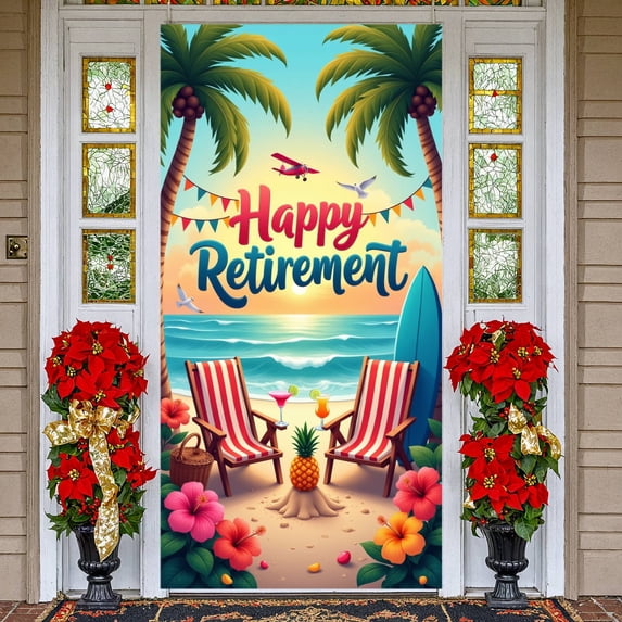 Tropical Happy Retirement Banner Beach Themed Retirement Celebration ...