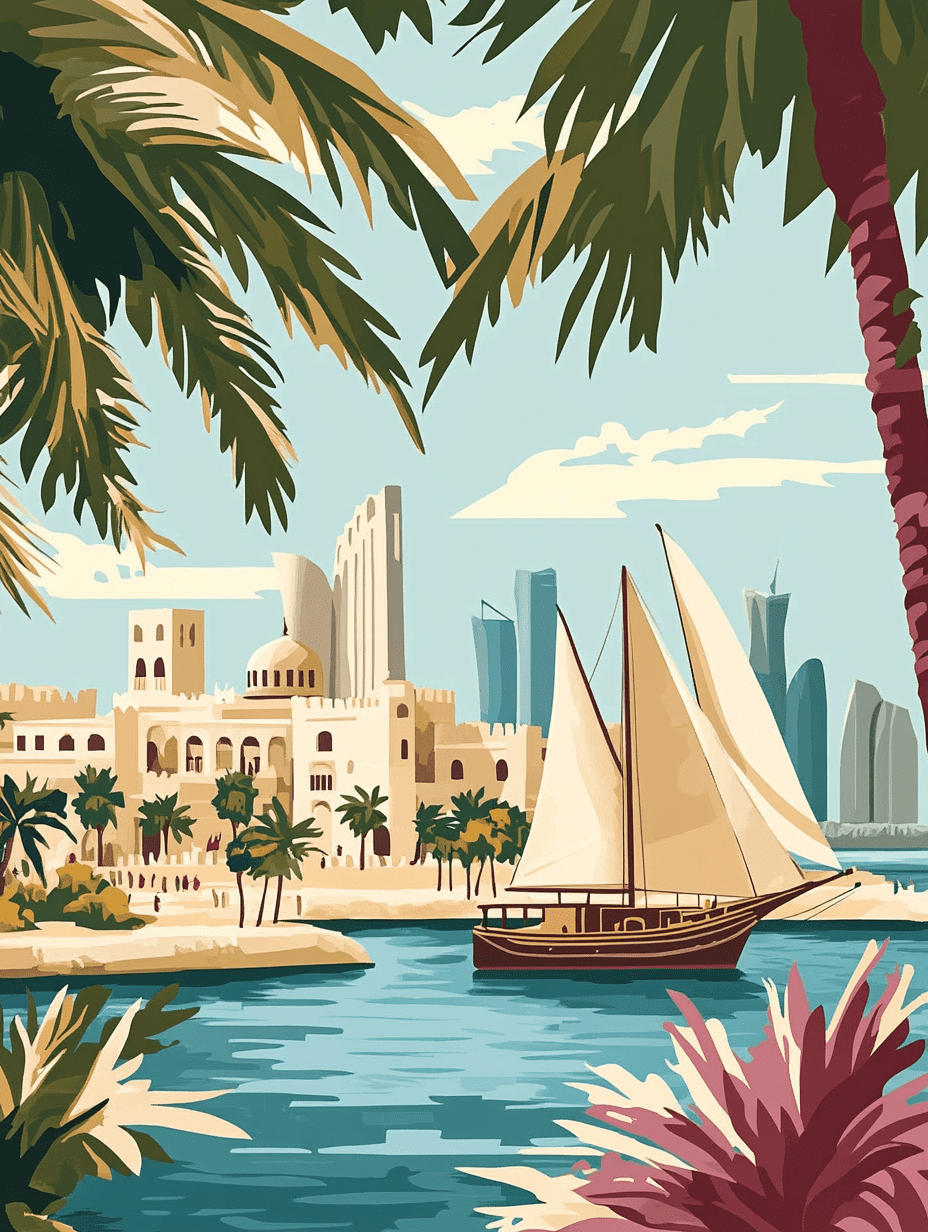 Tropical Harbor Dhow Boat Canvas Print/Wall Art， Perfect for Living ...