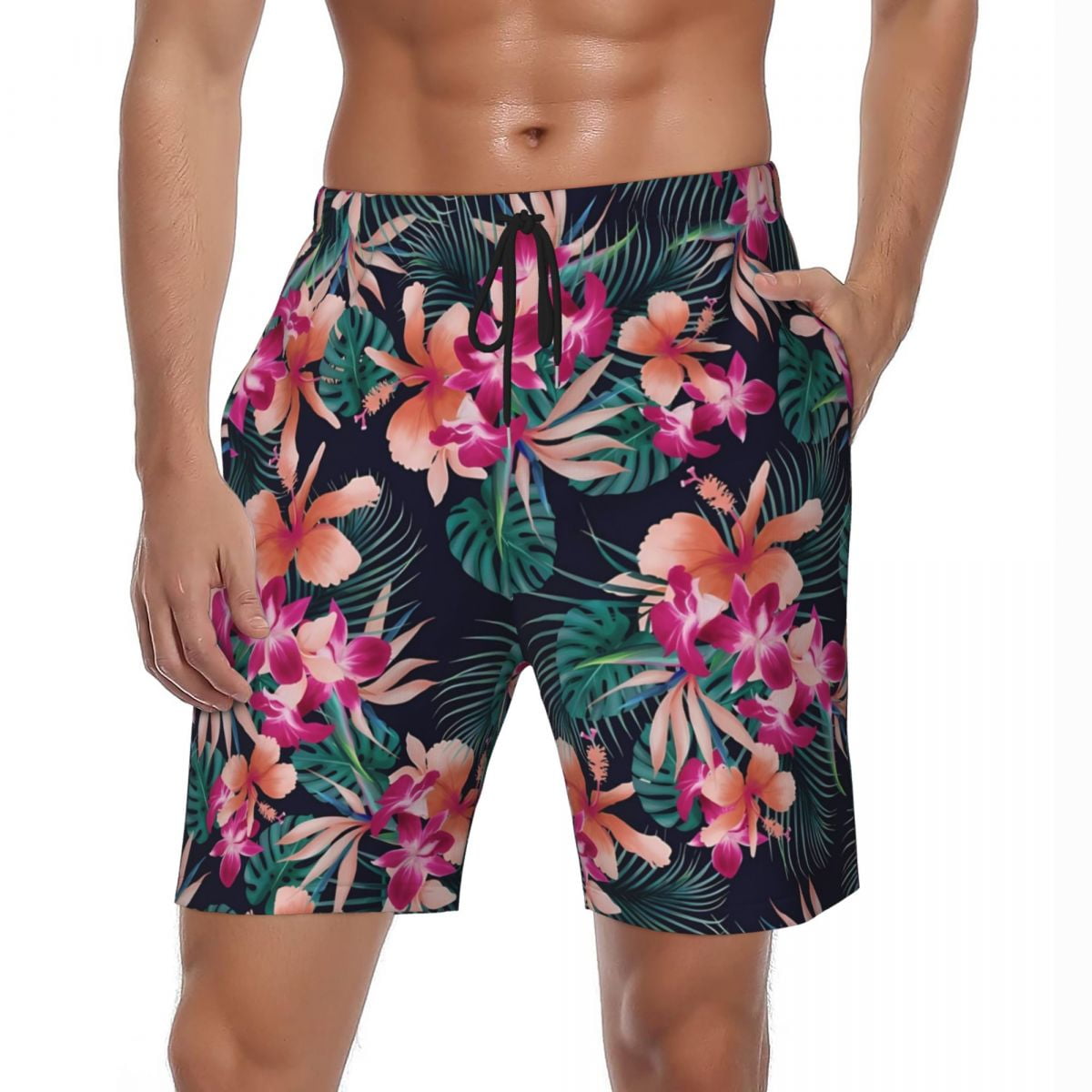 Tropical Hawaii Gym Shorts Summer Flowers Board Short Pants Men's ...