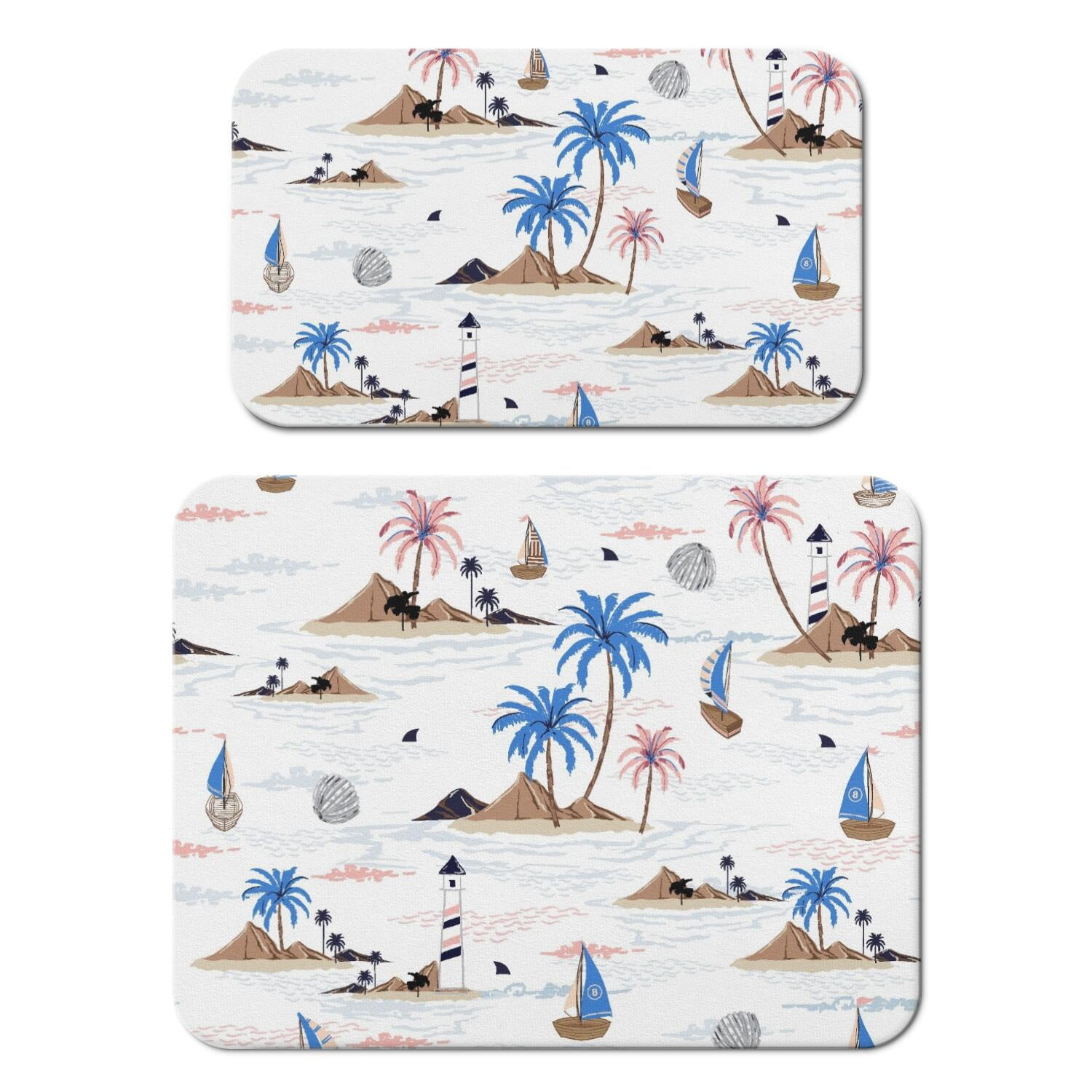 Tropical Hawaiian Island Dish Drying Mat, Exotic Palm Tree Diatom Mud ...