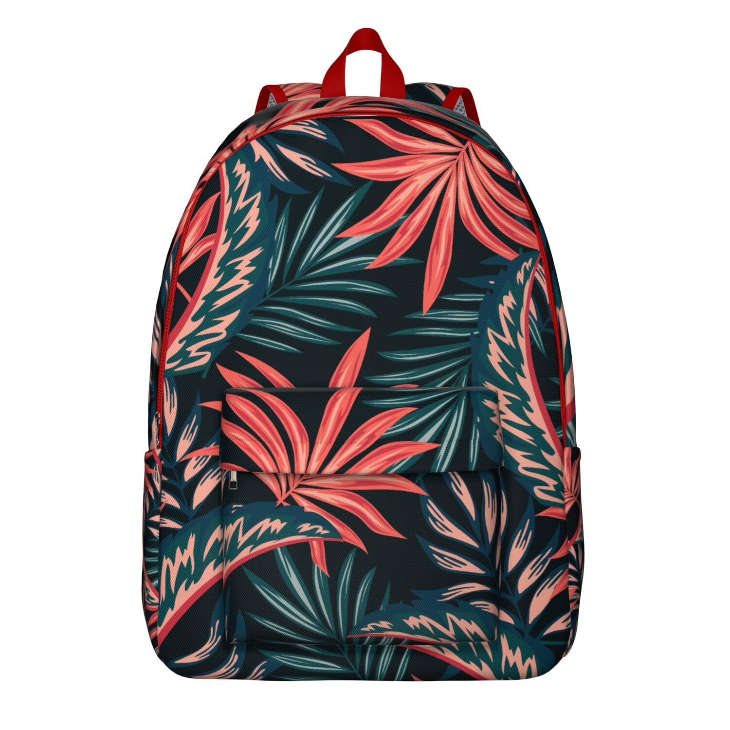 Tropical Hibiscus Backpack, Hawaiian Floral School Bag with Jungle ...