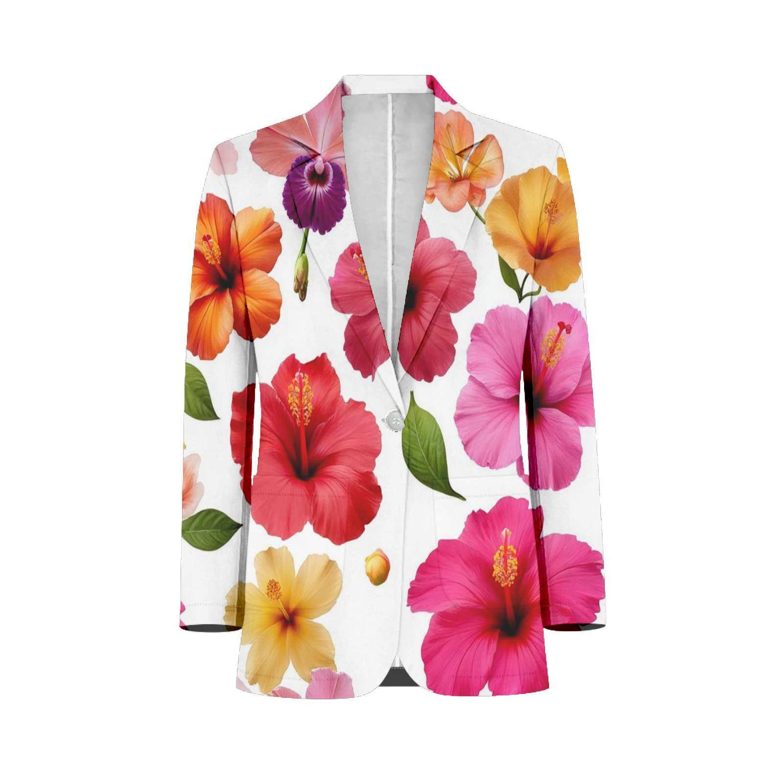 Tropical Hibiscus Flower Pattern Mens Suits Shawl Collar Slim Fit Suit ...