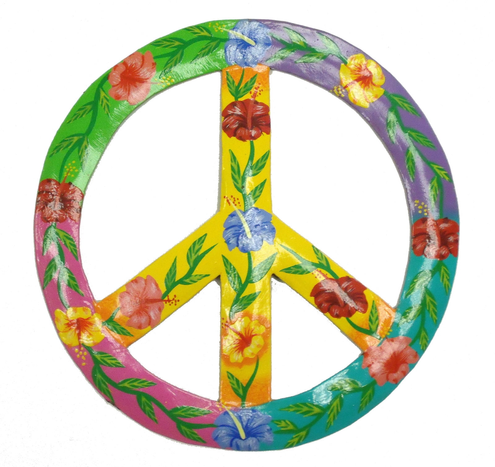 Tropical Hibiscus Peace Sign Haitian Metal Wall Art 9 inch - Walmart.com