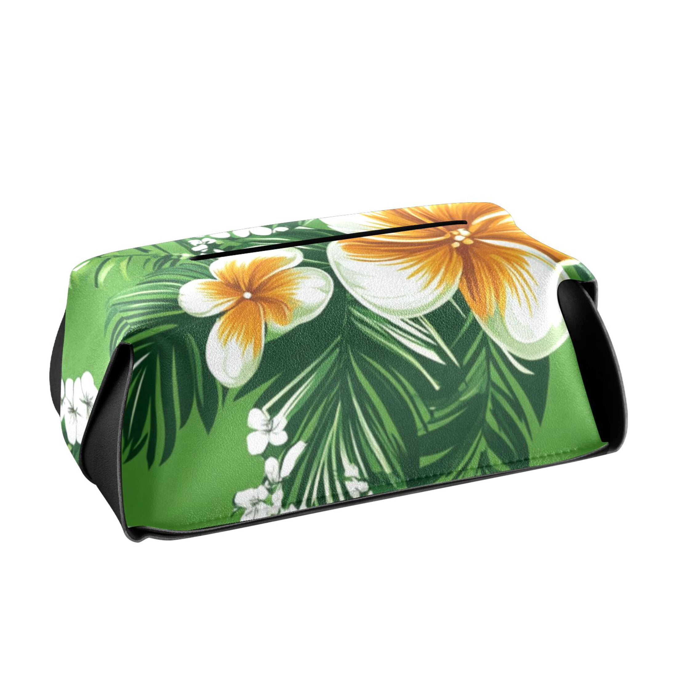 Tropical Hibiscus Print Tissue Box Cover Leather Square Rectangle ...
