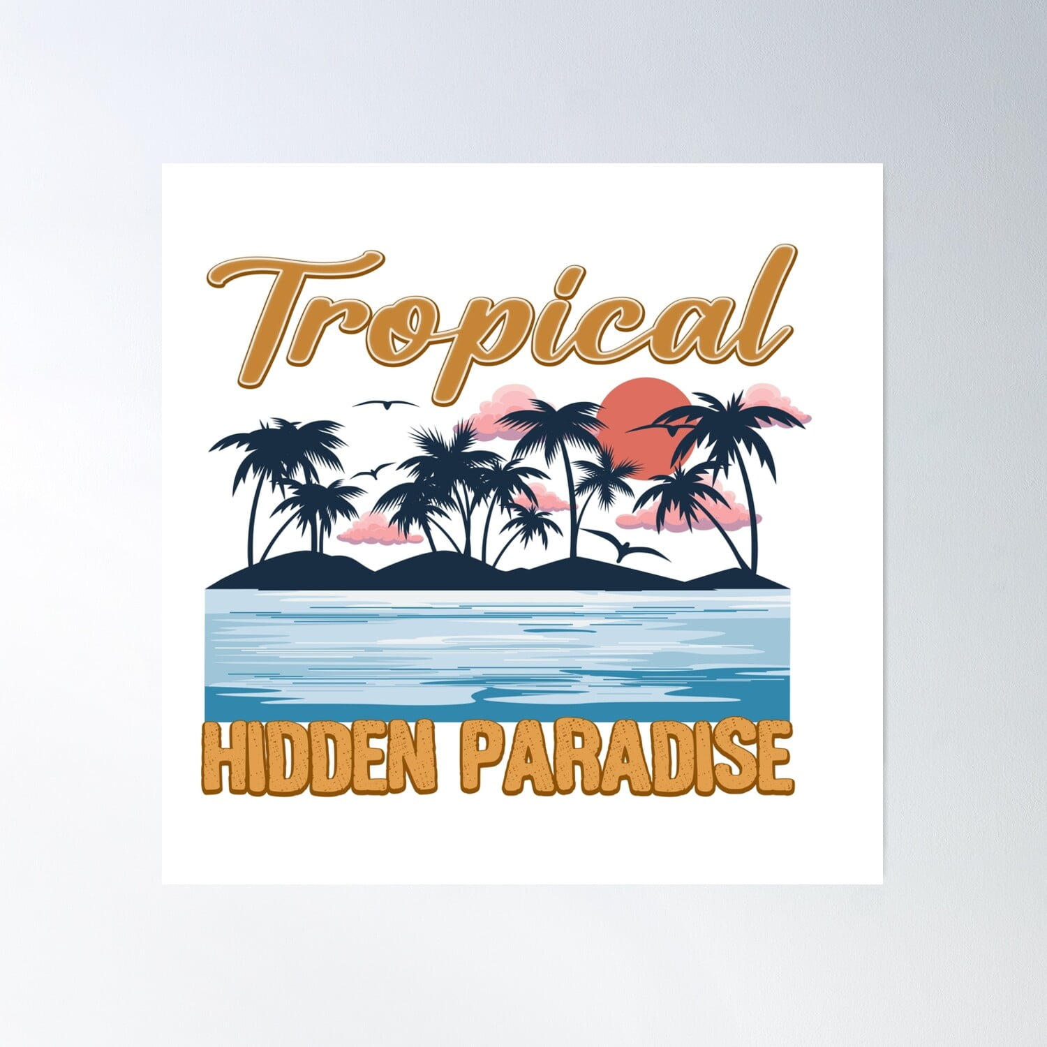 Tropical Hidden Paradise Caribbean Sea Poster Wall Art, Modern Wall ...