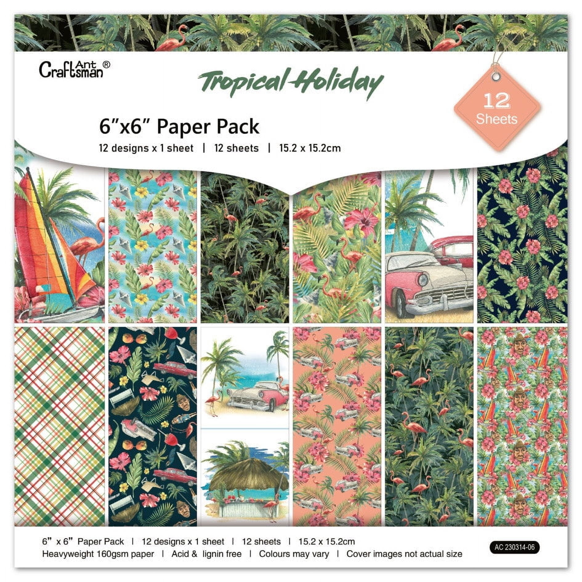 Tropical Holiday Scrapbook Paper Pack. 12 Sheets of 15.2x15.2cm ...
