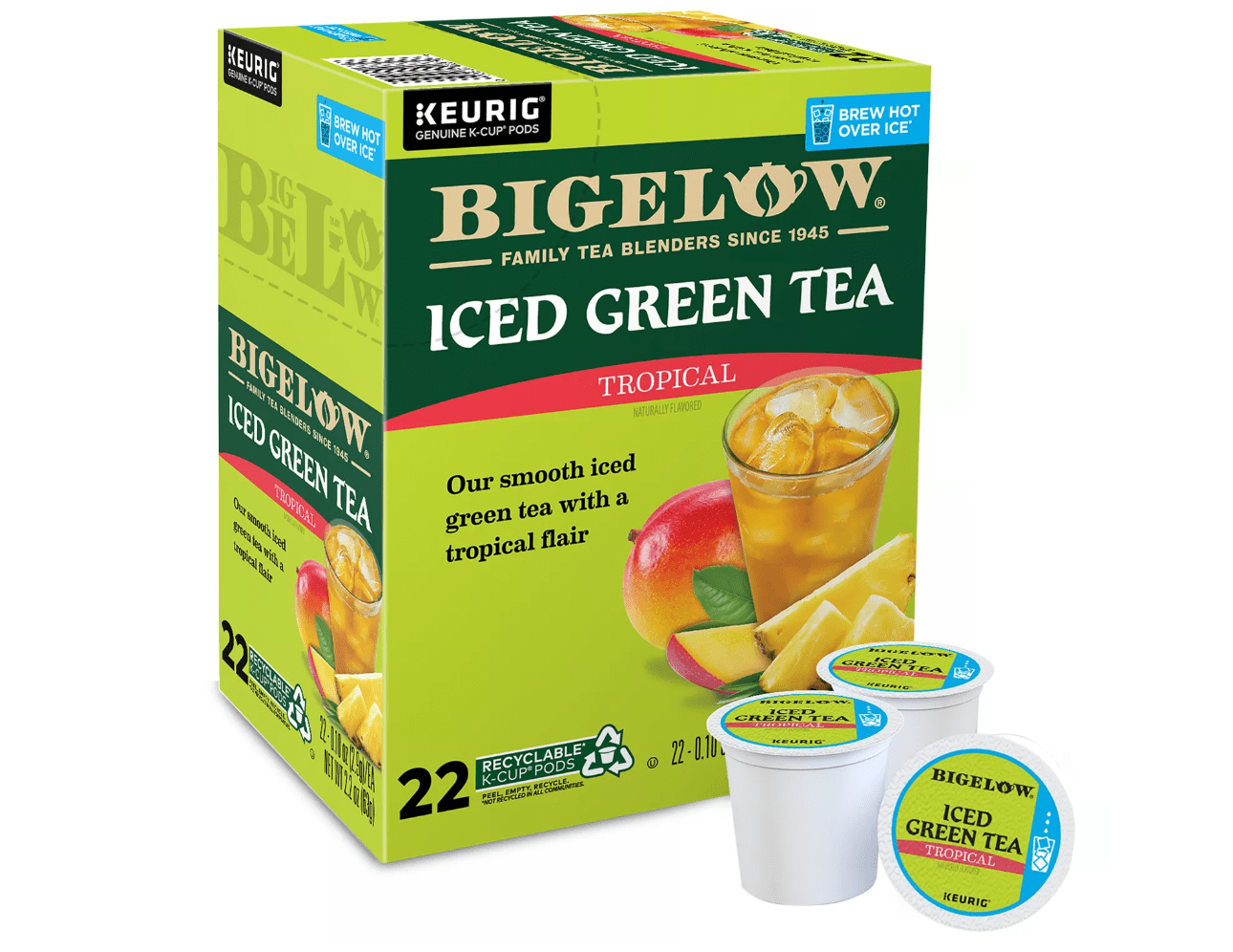 Tropical Iced Green Tea 44 Count K cups - Walmart.com