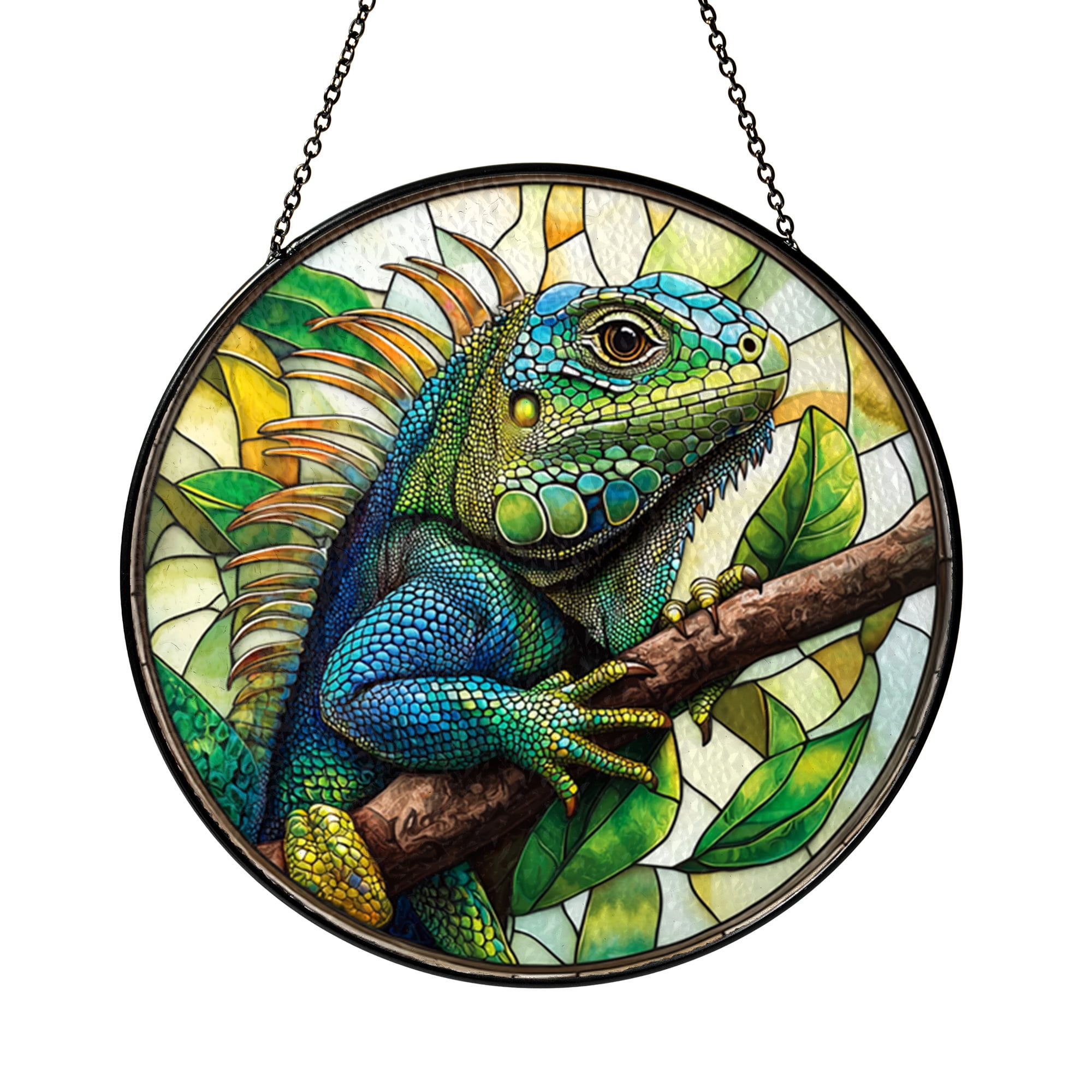 Tropical Iguana Window Hanging – Stained Glass Style Nature - Walmart.com