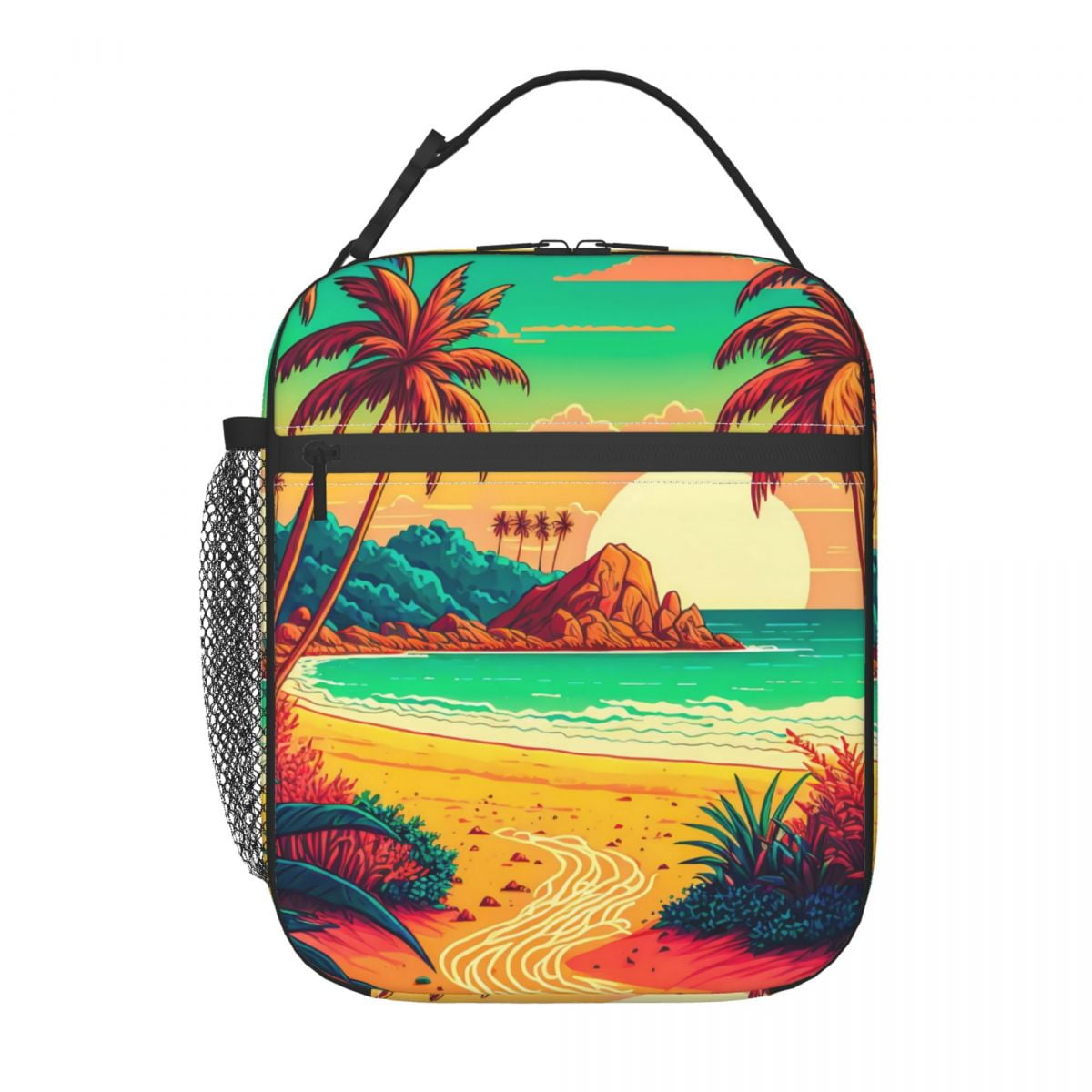 Tropical Insulated Lunch Bag For Beach Landscape Lunch Box Outdoor ...