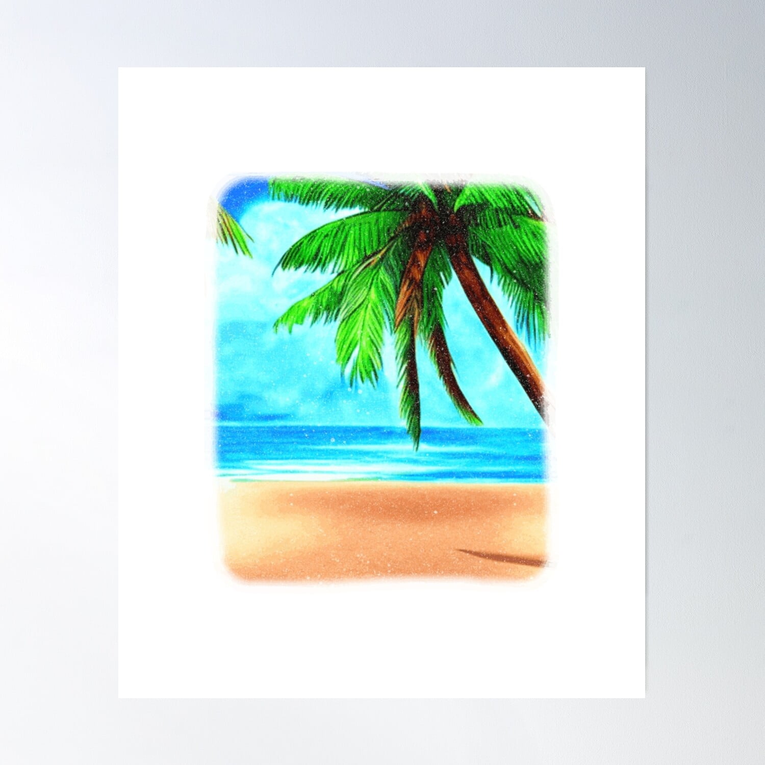 Tropical Island Beach Art - Beach Of The Day Poster Wall Art, Modern Wall Decor, 24x36 UNFRAMED ...