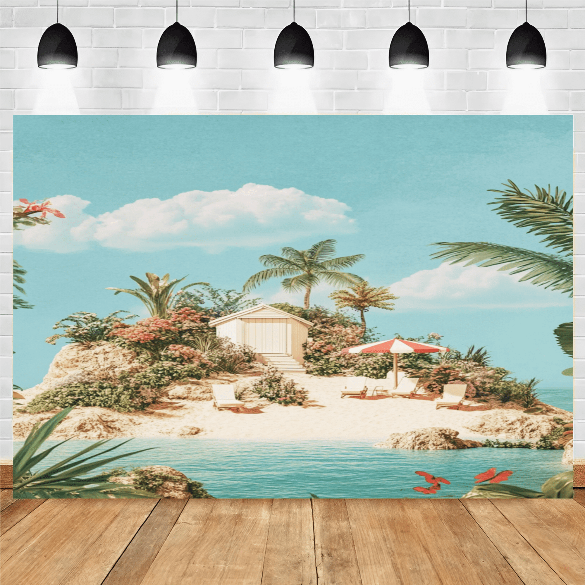 Tropical Island Beach Hut Natural Scenic Backdrops Summer Landscape ...