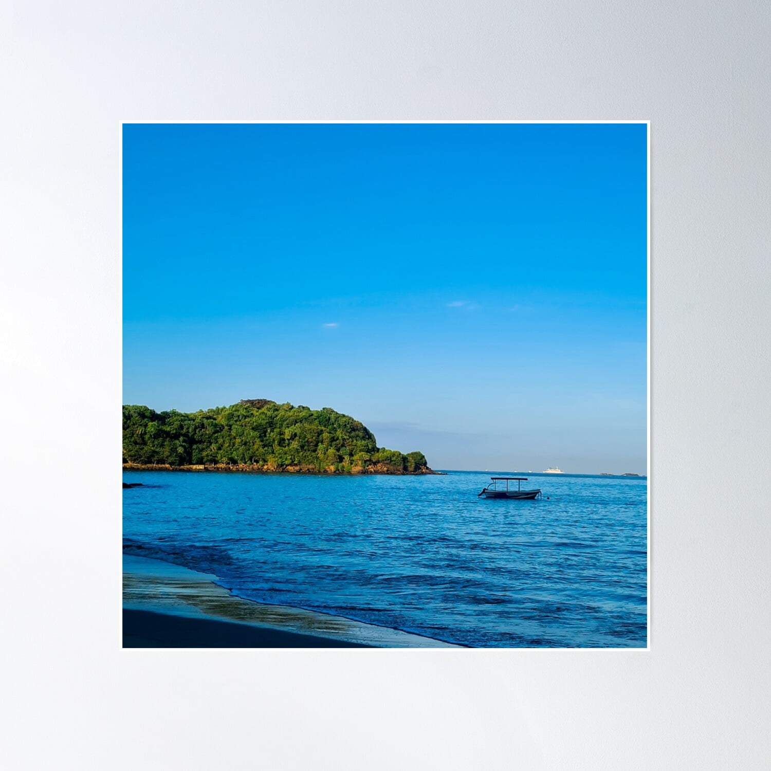 Tropical Island Blue Ocean Poster Wall Art, Modern Wall Decor, 16x16 ...
