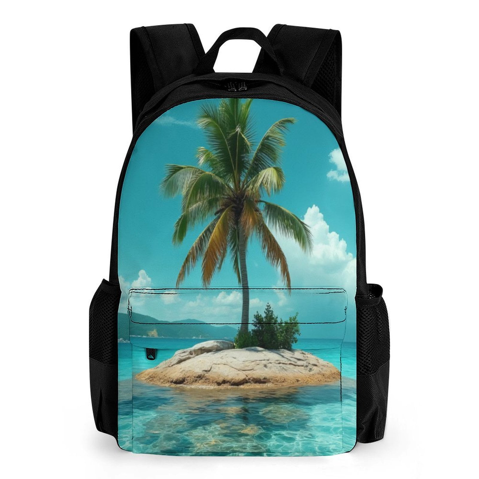 Tropical Island Palm Tree Beach Backpack for Men Women Sport Elementary ...