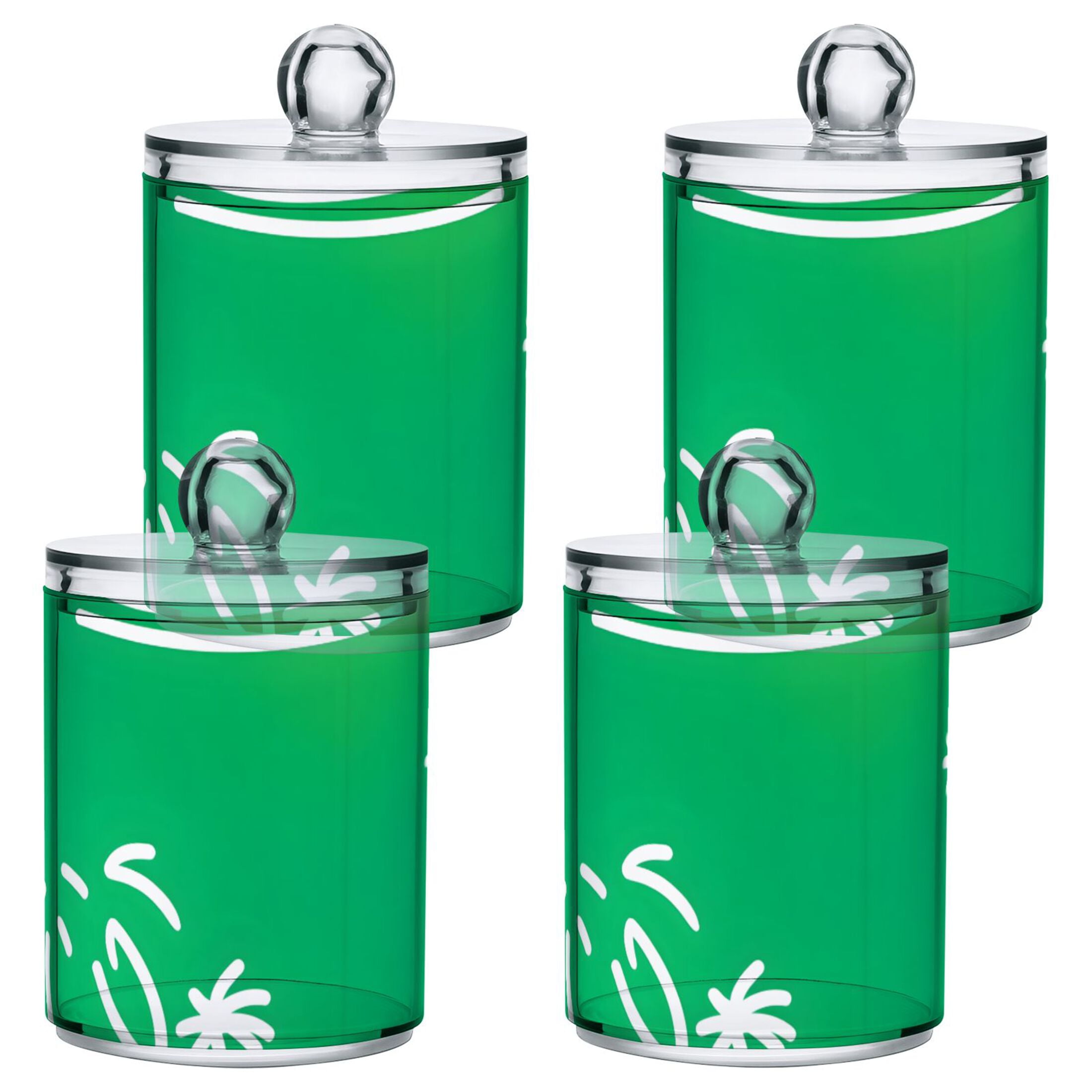 Tropical Island Pattern Bathroom Canisters Set of 4 Translucent Plastic ...